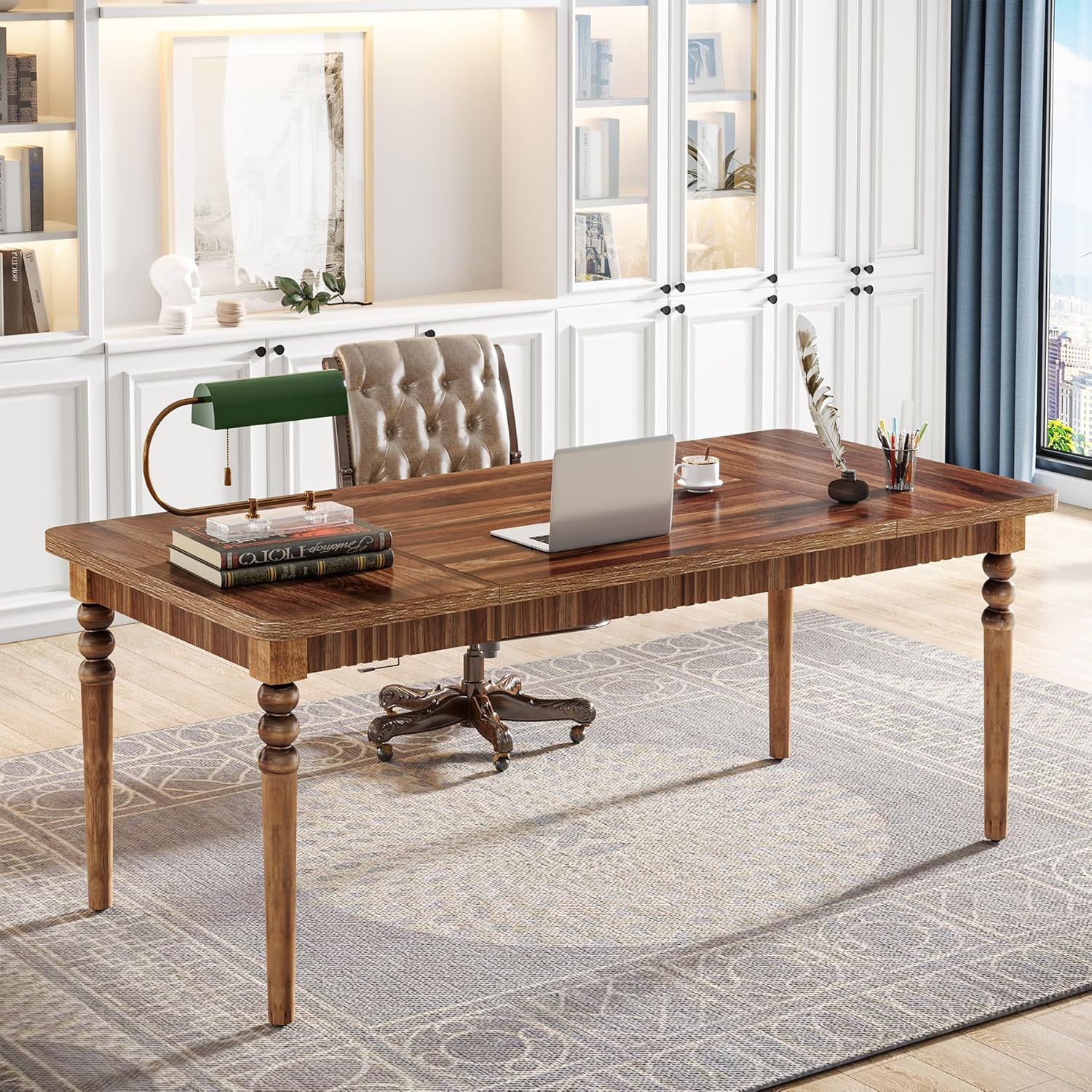 Amazon.com: Tribesigns 62-Inch Executive Desk, Wood Computer Office ...