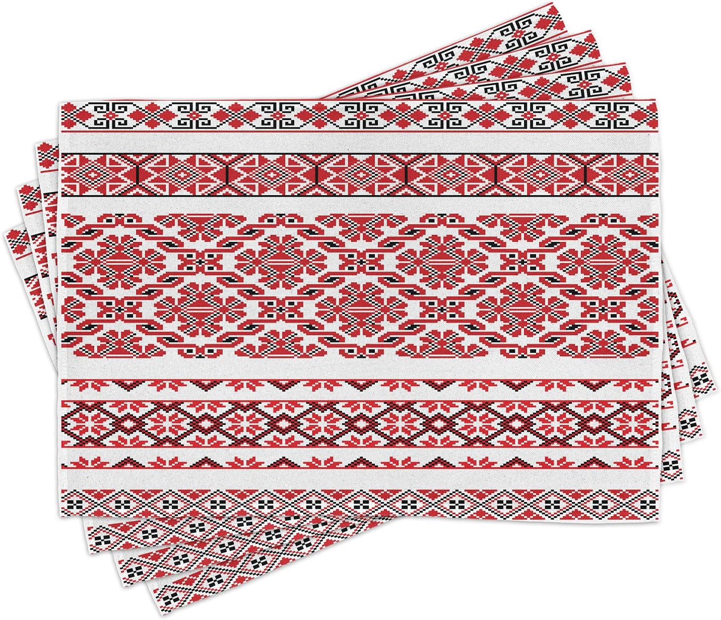 Amazon.com: Lunarable Ukrainian Place Mats Set of 4, Geometric Floral ...