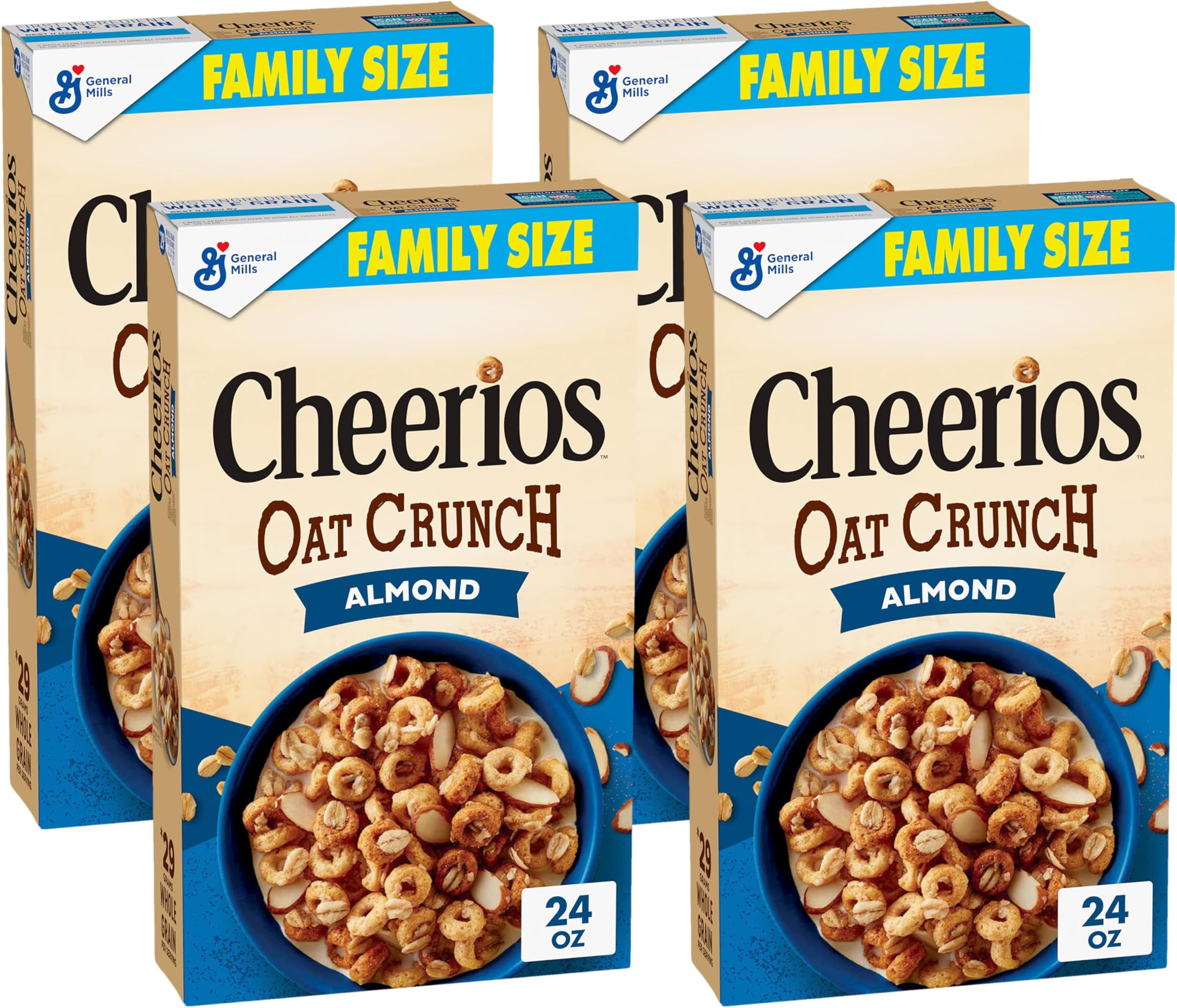Amazon.com: Cheerios Oat Crunch Almond Oat Breakfast Cereal, Family ...
