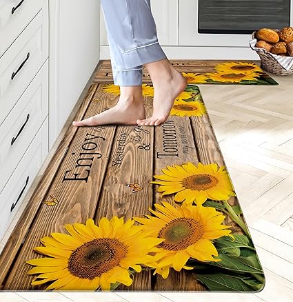 Amazon.com: chiinvent Sunflower Kitchen Rugs 0.4 Inch Thick Farmhouse ...