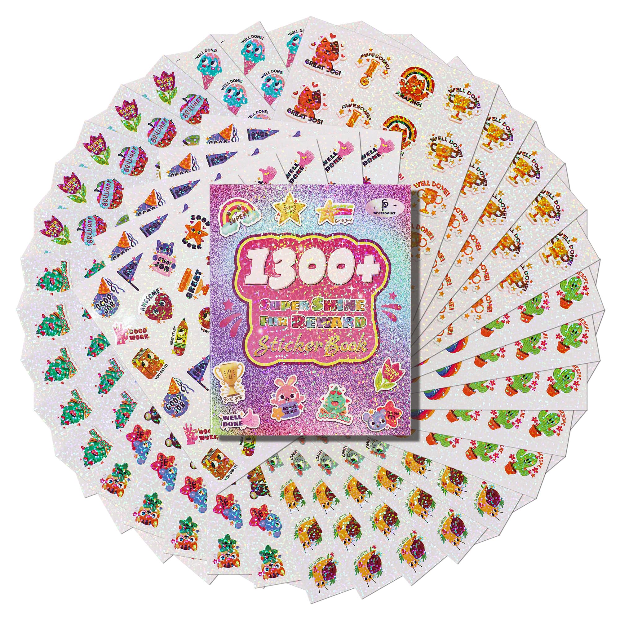 Amazon.com: Sinceroduct Reward Sticker Book for Kids, 1300+PCS Glittery ...