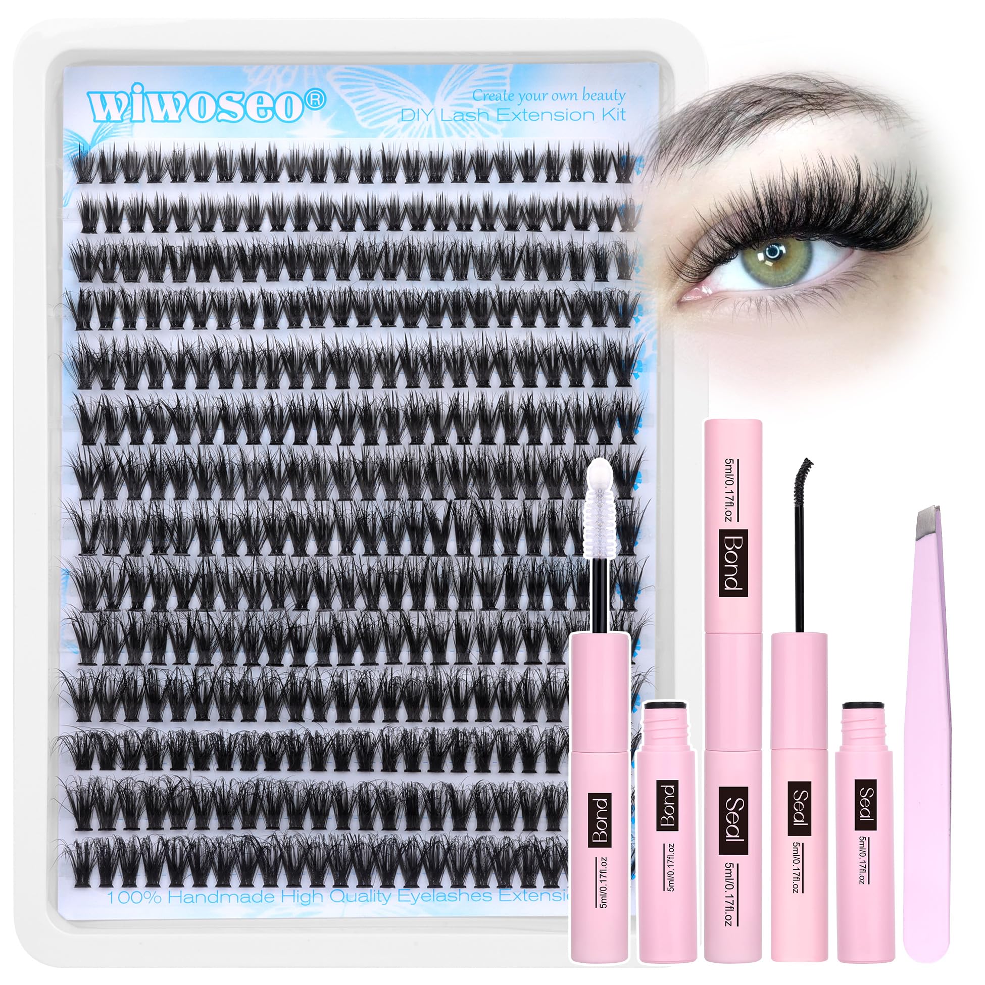 wiwoseo Fluffy Individual Eyelashes Kit 336pcs Clusters Lashes Kit DIY ...