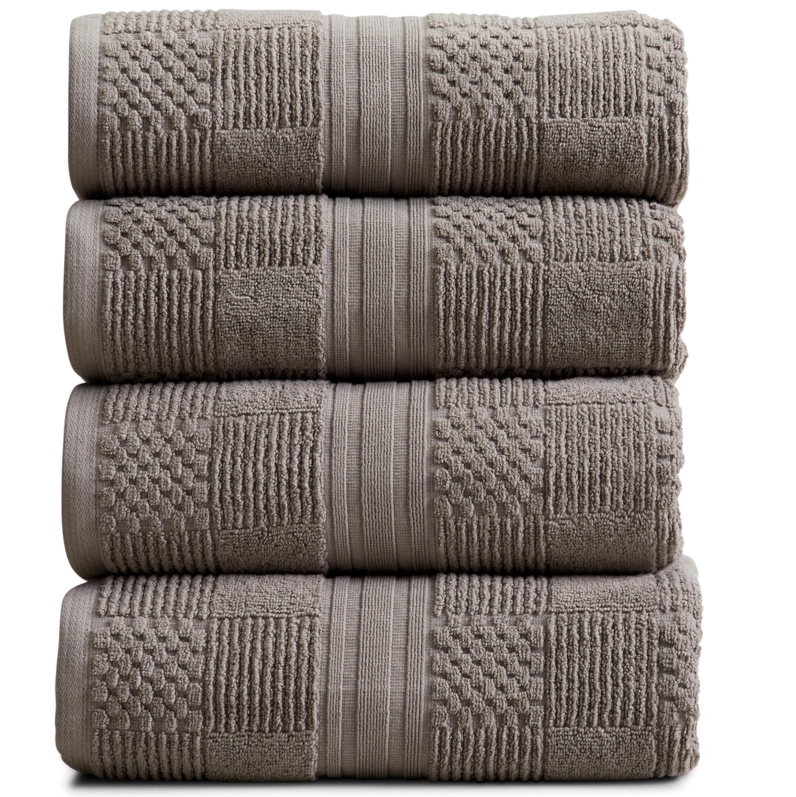 Amazon.com: Springtree Home 100% Cotton Bath Towel Set of 4 | Geometric ...