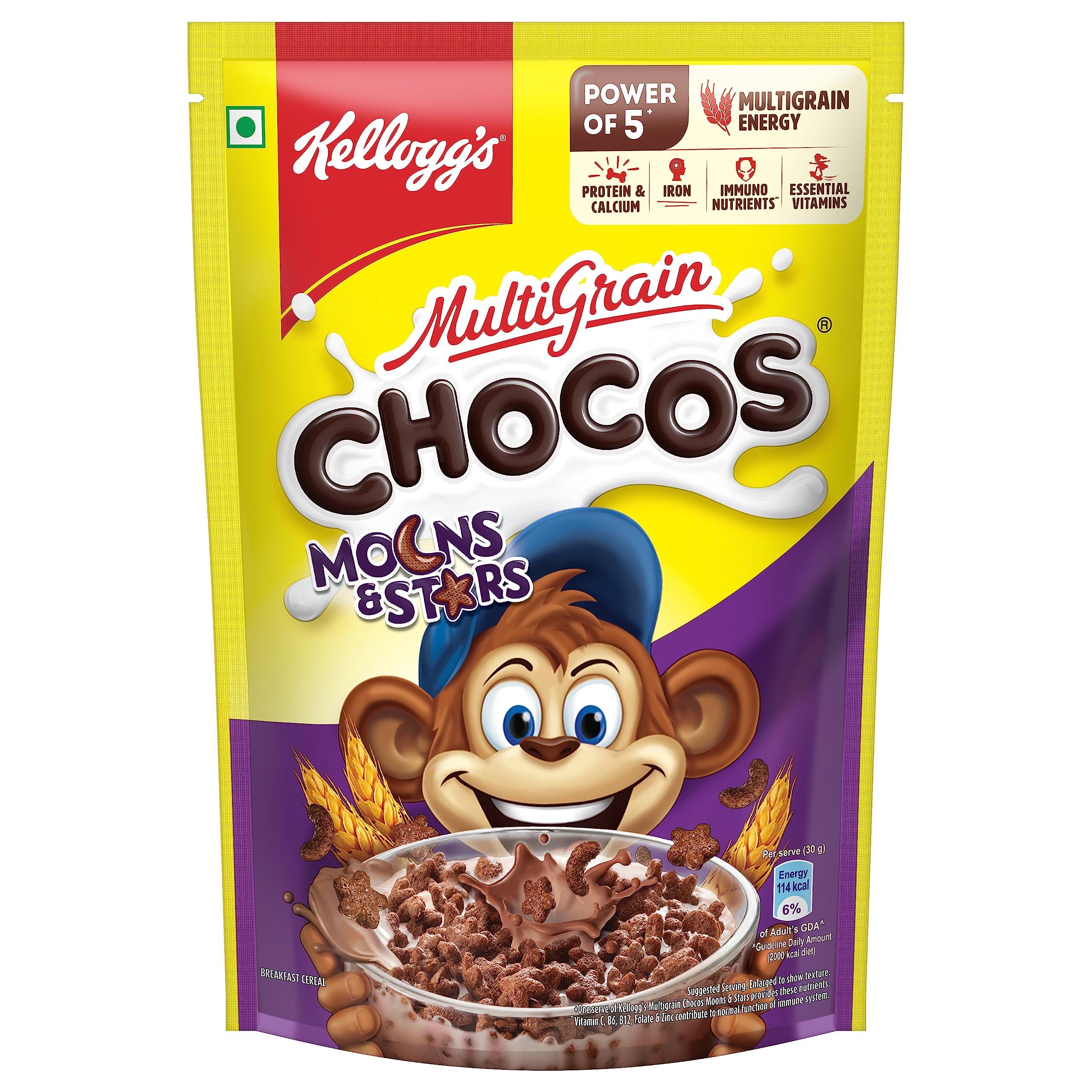 Buy Kellogg's Chocos Moons & Stars 375g /360g with Whole Grain | High ...