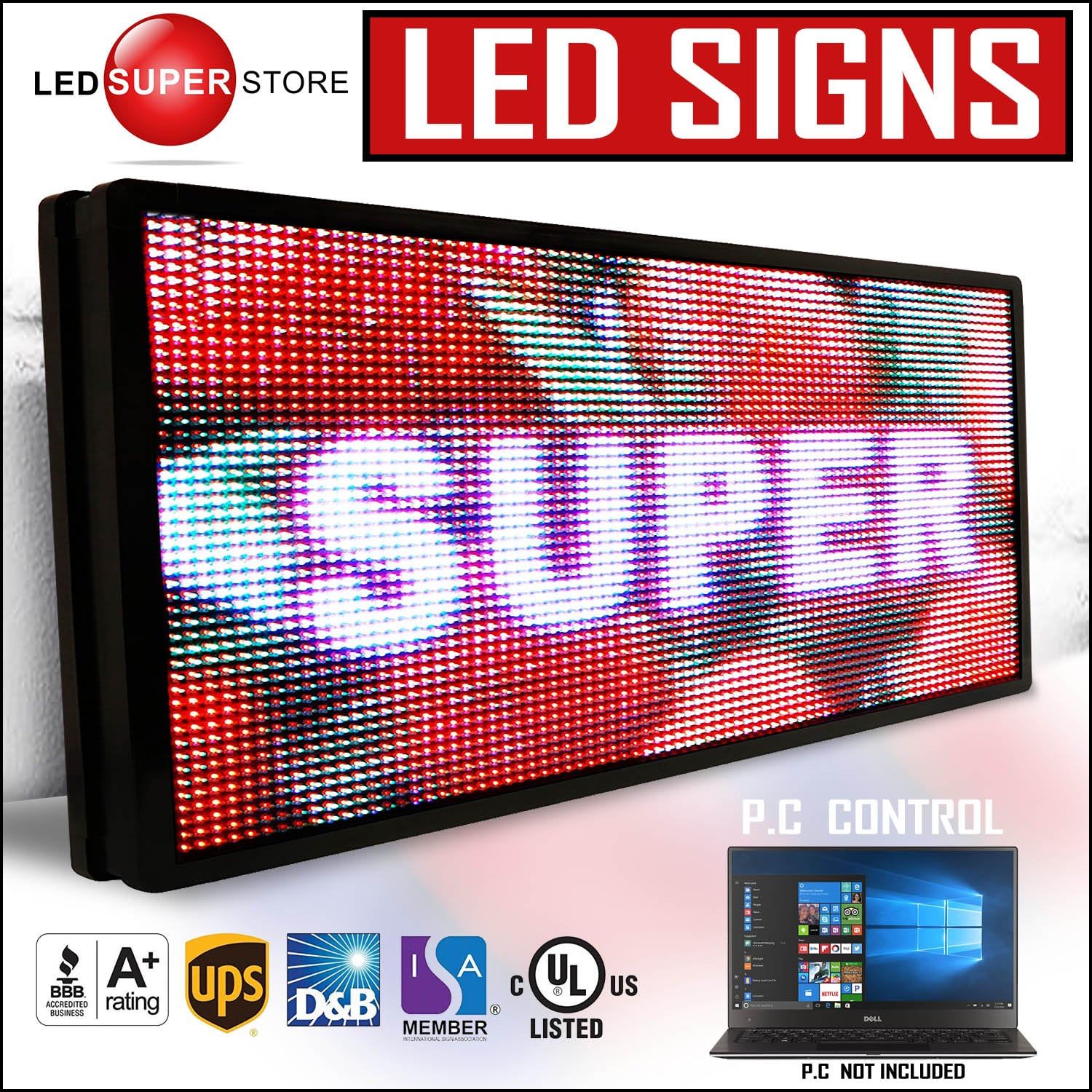 Amazon.com : LED SUPER STORE: Full Color/RGB/P30mm/PC - 22"x79" PC ...
