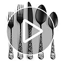 Amazon.com | SANLUNS 40 Piece Skull Pattern Matte Silverware Set for 8 ...