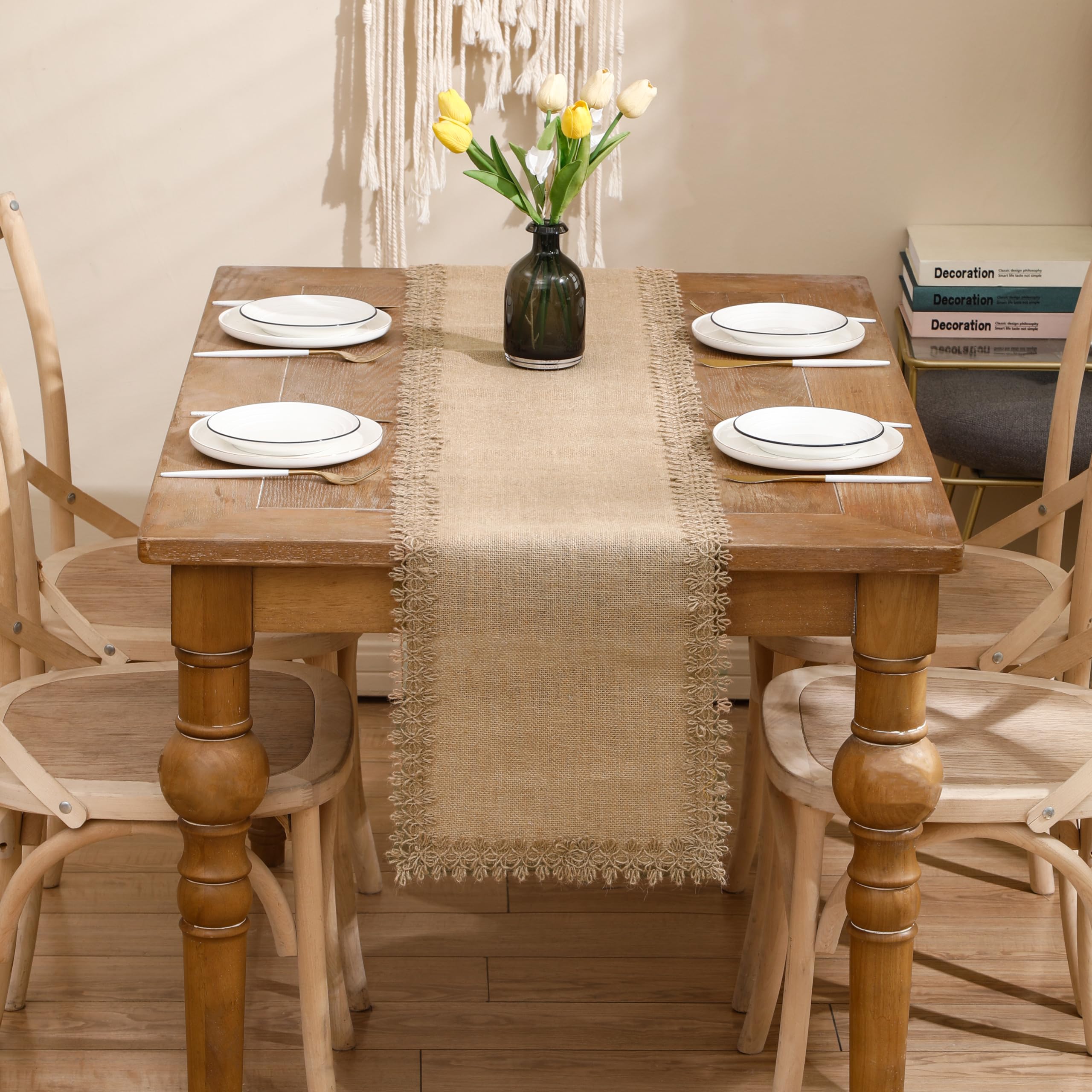 Amazon.com: Tosleo Natural Jute Braided Table Runner 13x90 inch Long ...