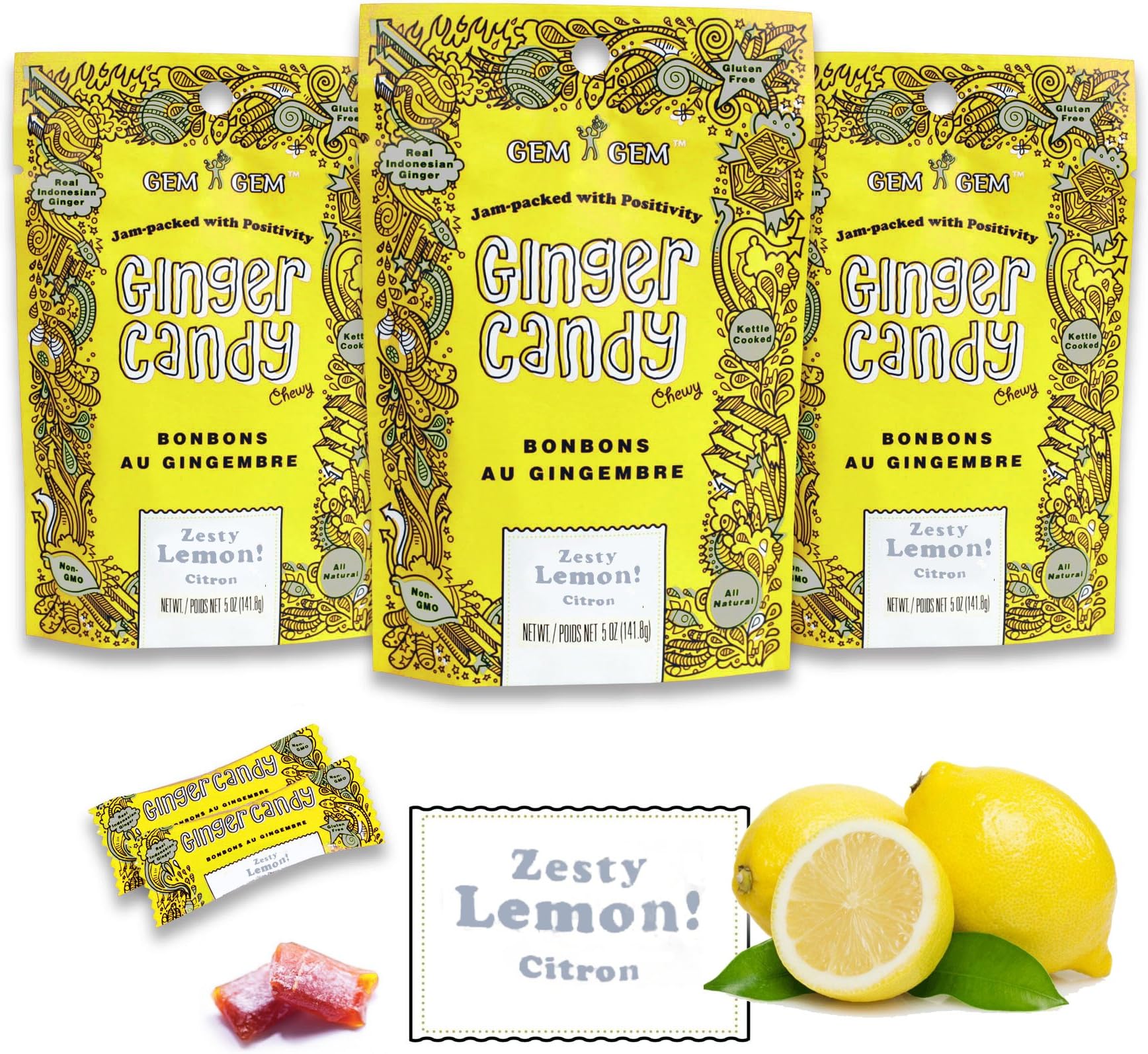 Amazon.com : Chimes Meyer Lemon Ginger Chews Candy, 1-Pound Bag ...
