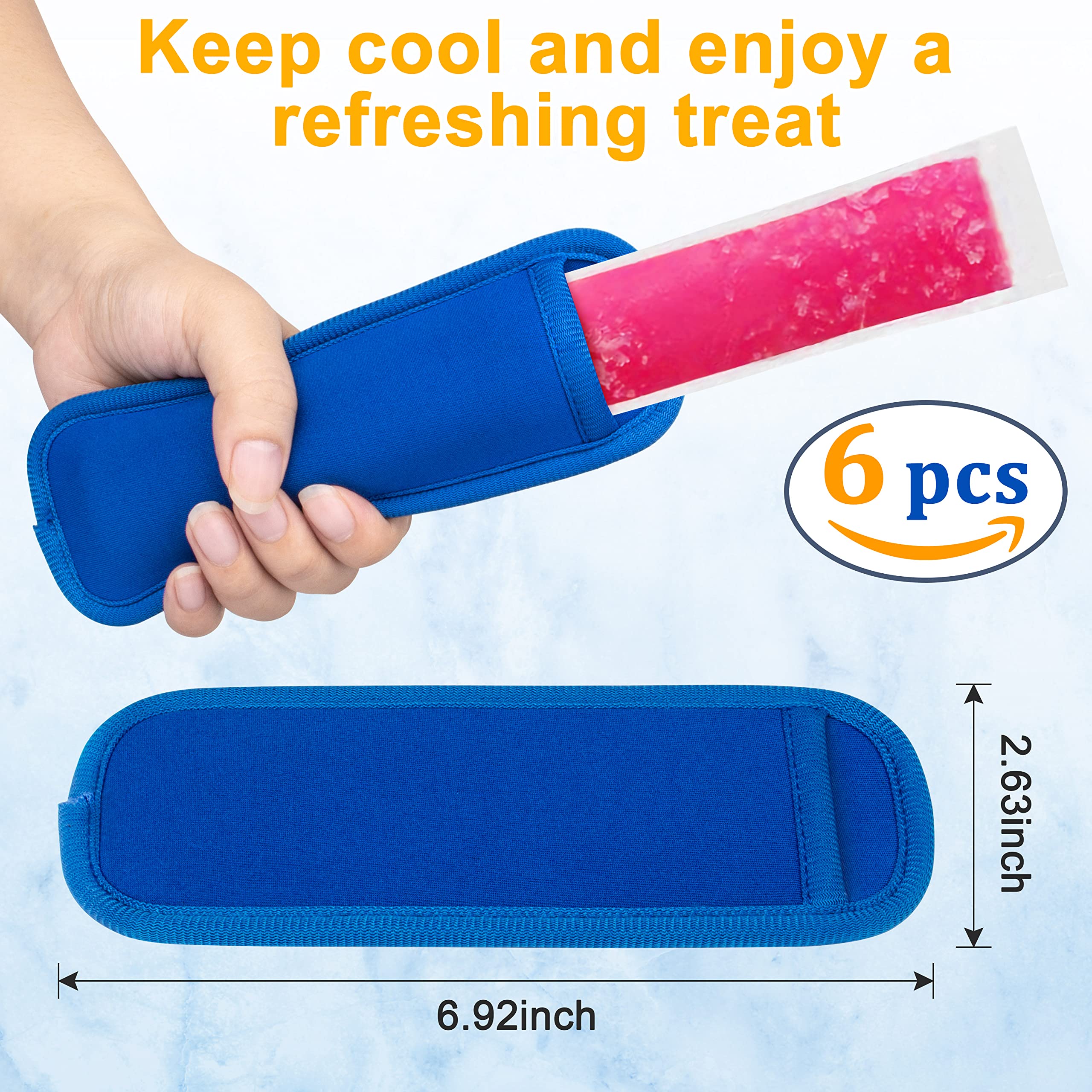 Snapklik.com : 6 Pack Reusable Popsicles Frozen Bags Ice Pop Stick ...