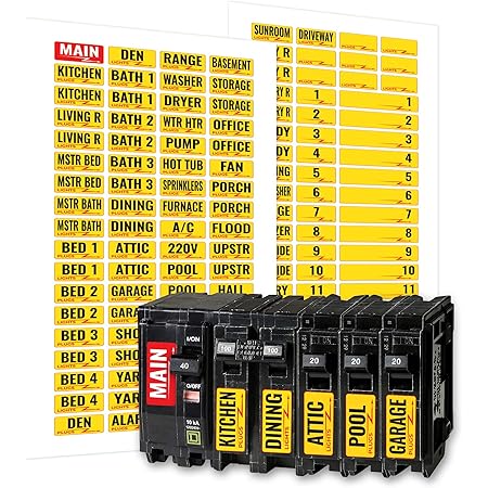 Linelax Circuit Breaker Box Labels – 129 Weatherproof Fuse Box Stickers ...