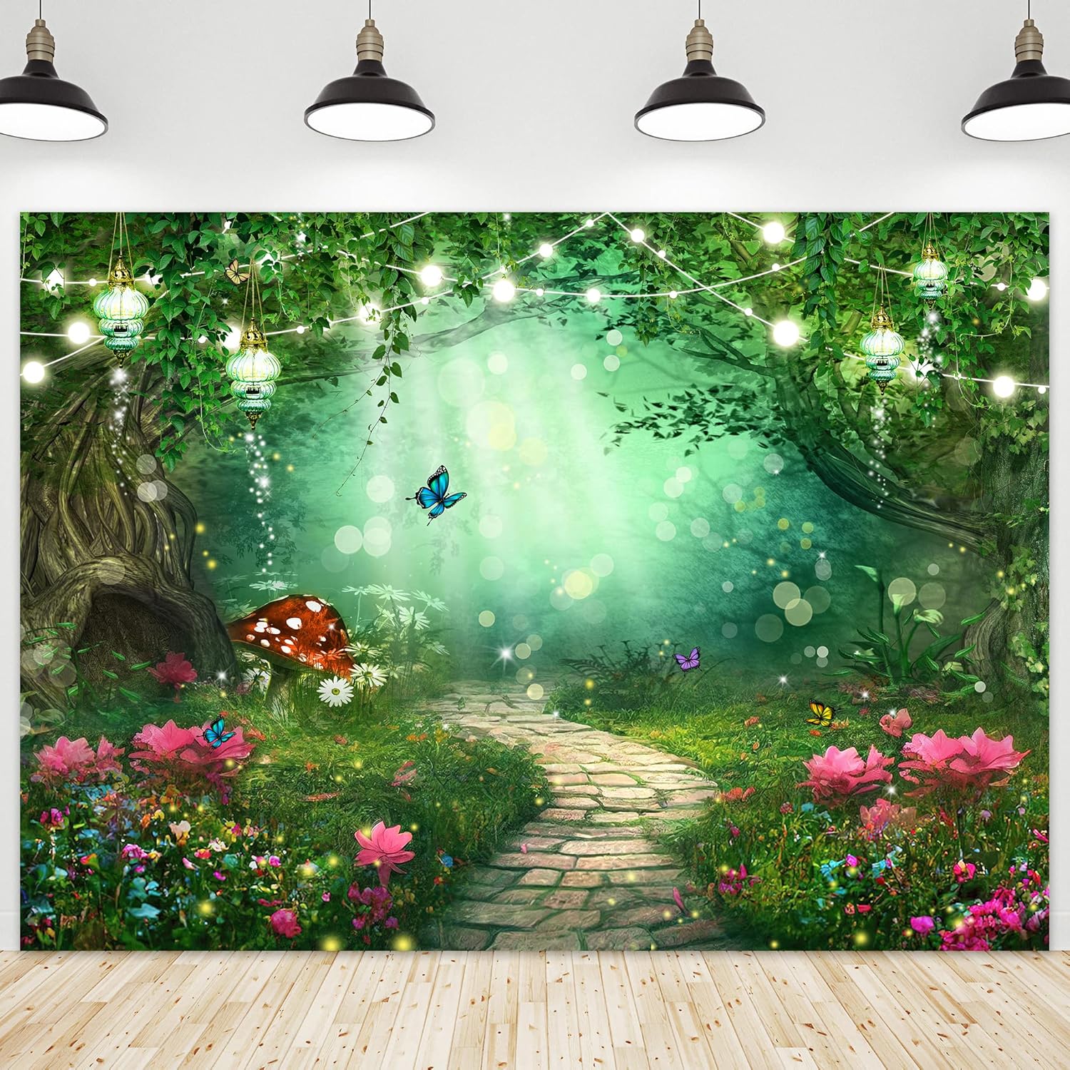 Amazon.com : Riyidecor Spring Enchanted Woods Backdrop Polyester Fabric ...