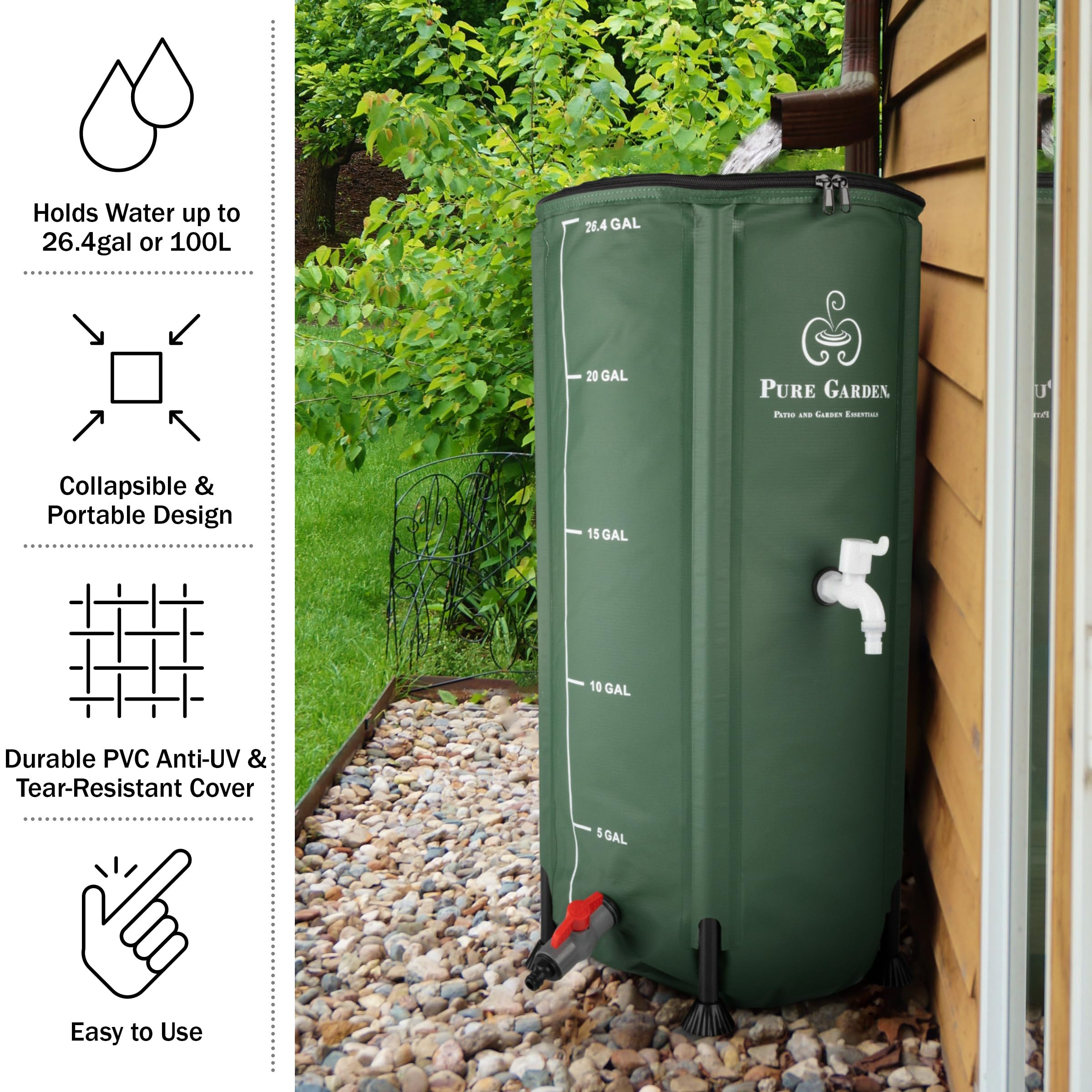 Snapklik.com : Rain Barrel - 26.4-Gallon/100-Liter Collapsible Water ...