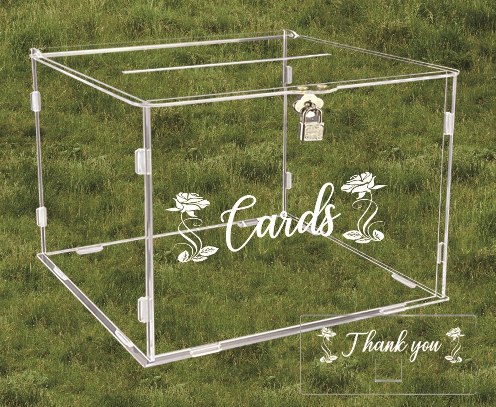 Amazon.com: Clear Acrylic Card Box with Heart Lock Large Gift Card ...