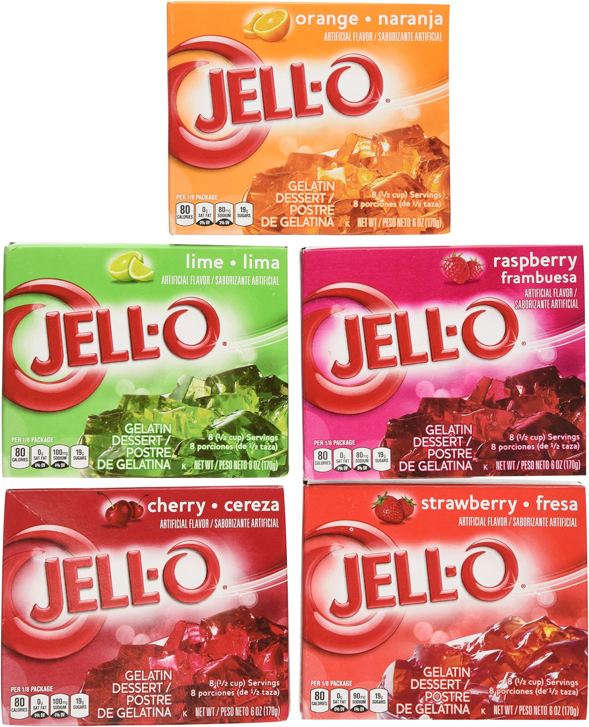 Amazon.com : Jell-O Variety Pack Orange Cherry Lime Strawberry ...