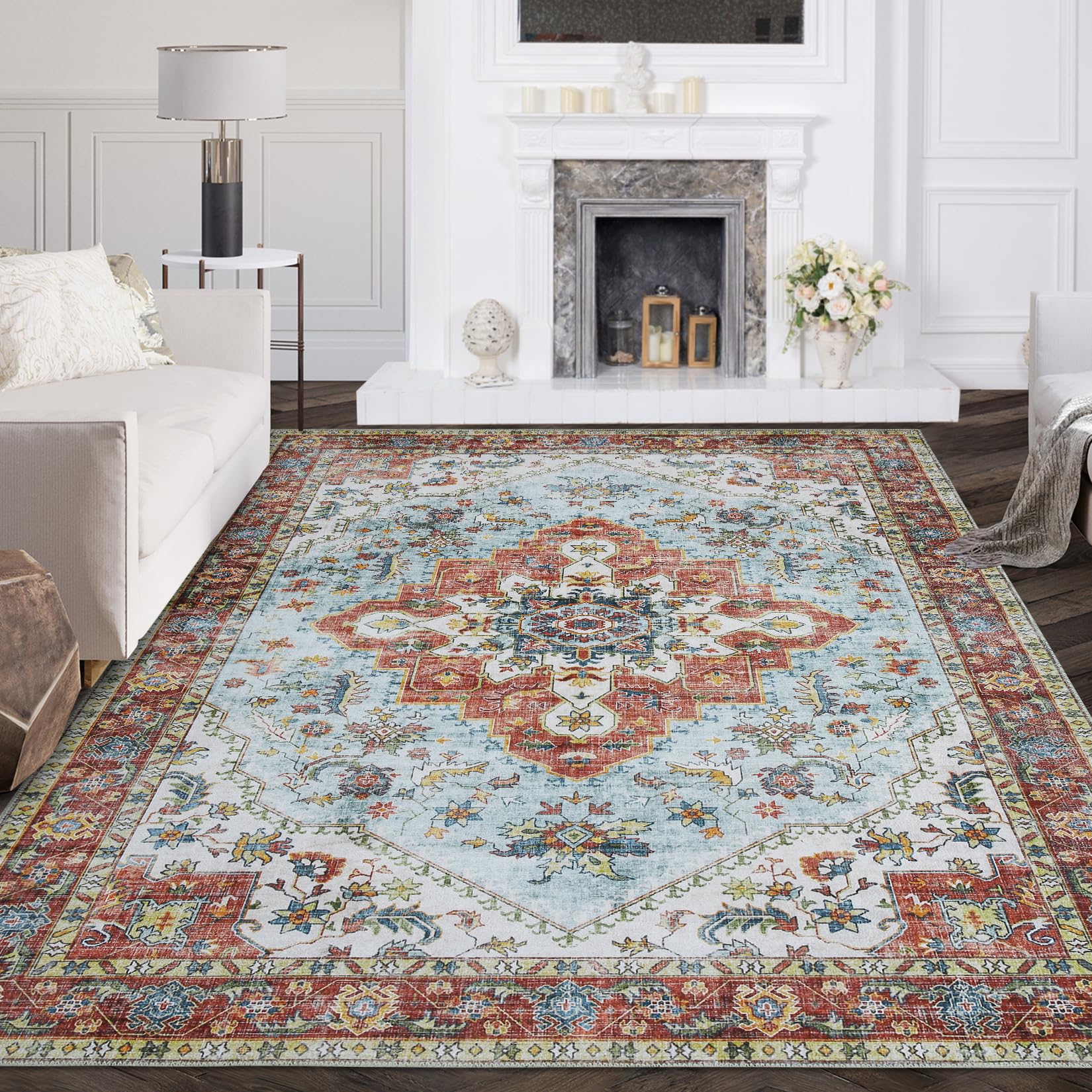 Amazon.com: RUGSREAL Washable Rugs 8x10 Living Room Rug Large Rug Boho ...