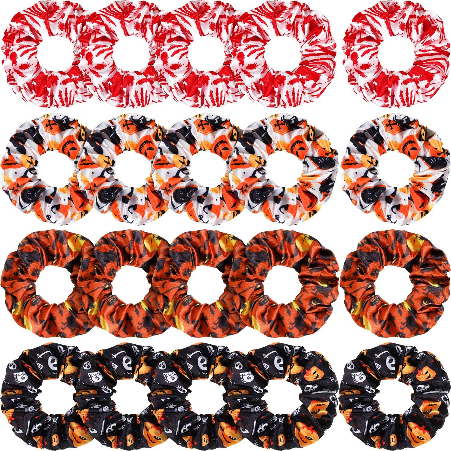 Amazon.com : 5PCS Hair Ties Halloween Ghosts Bat Spider Web Soft Fall ...