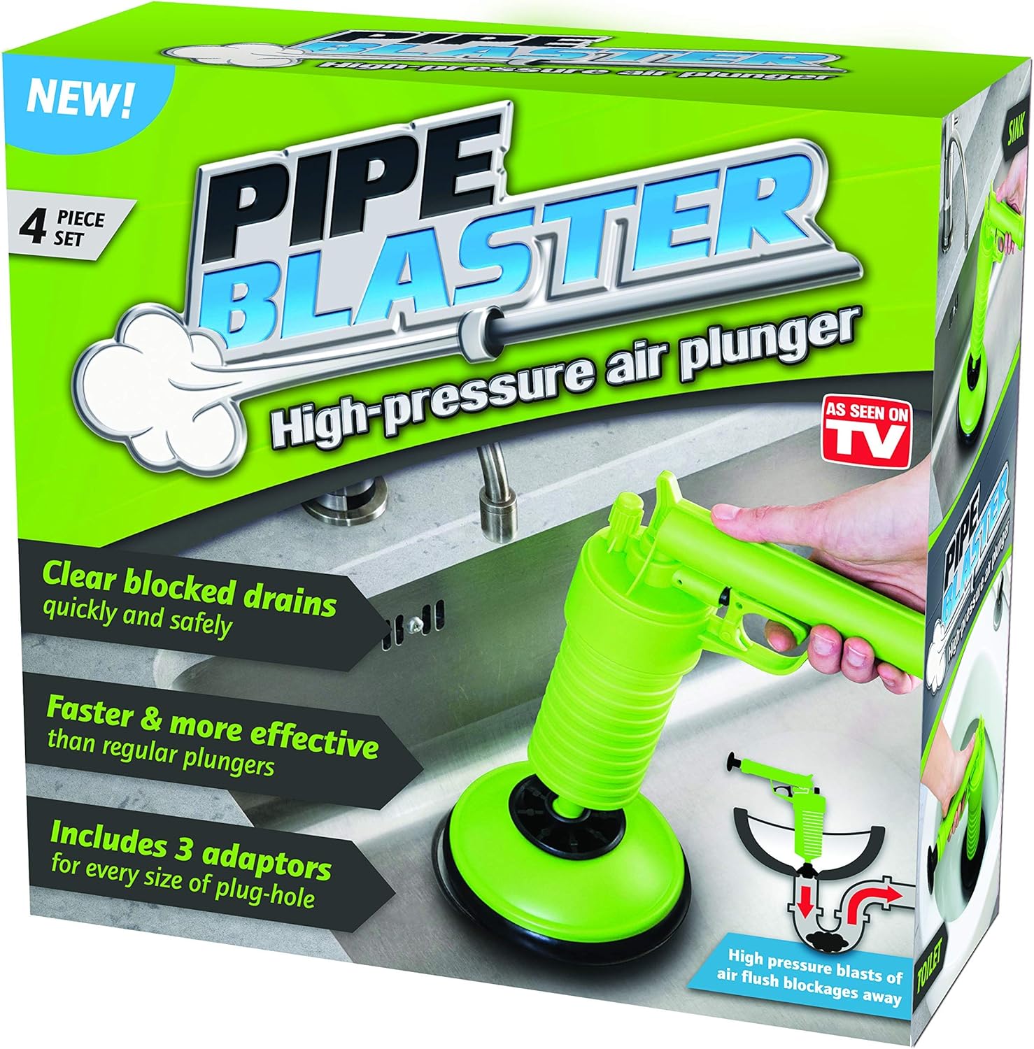 Amazon.com: Pipe Blaster - high-pressure air plunger, clear clogged ...