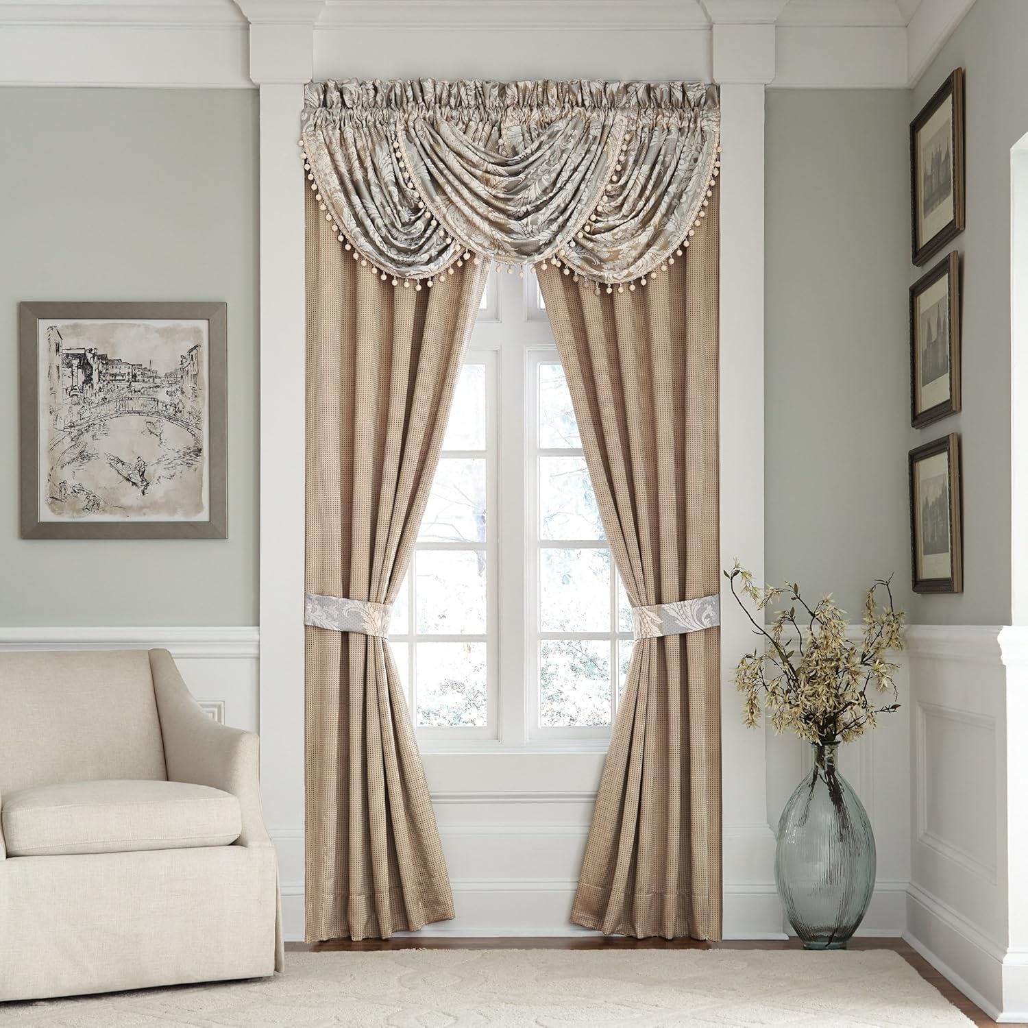 Amazon.com: Croscill Nathaniel Pole TOP Drap 82X84, 4 Piece : Home ...