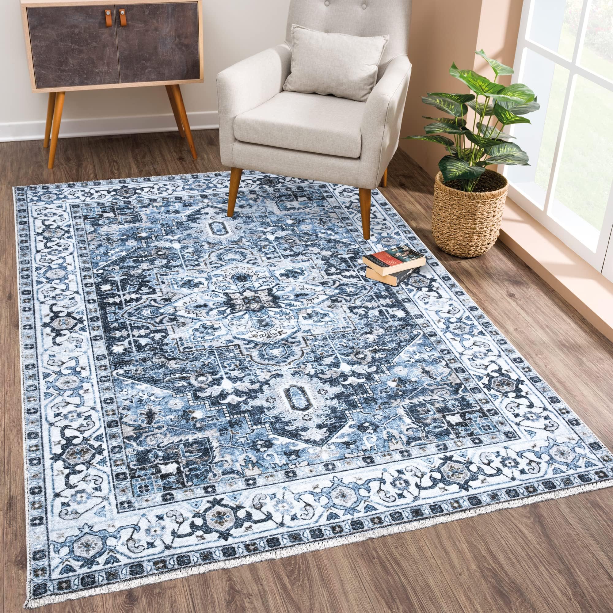Amazon.com: VK VK·LIVING Machine Washable Rug 5'x7' Vintage Design ...