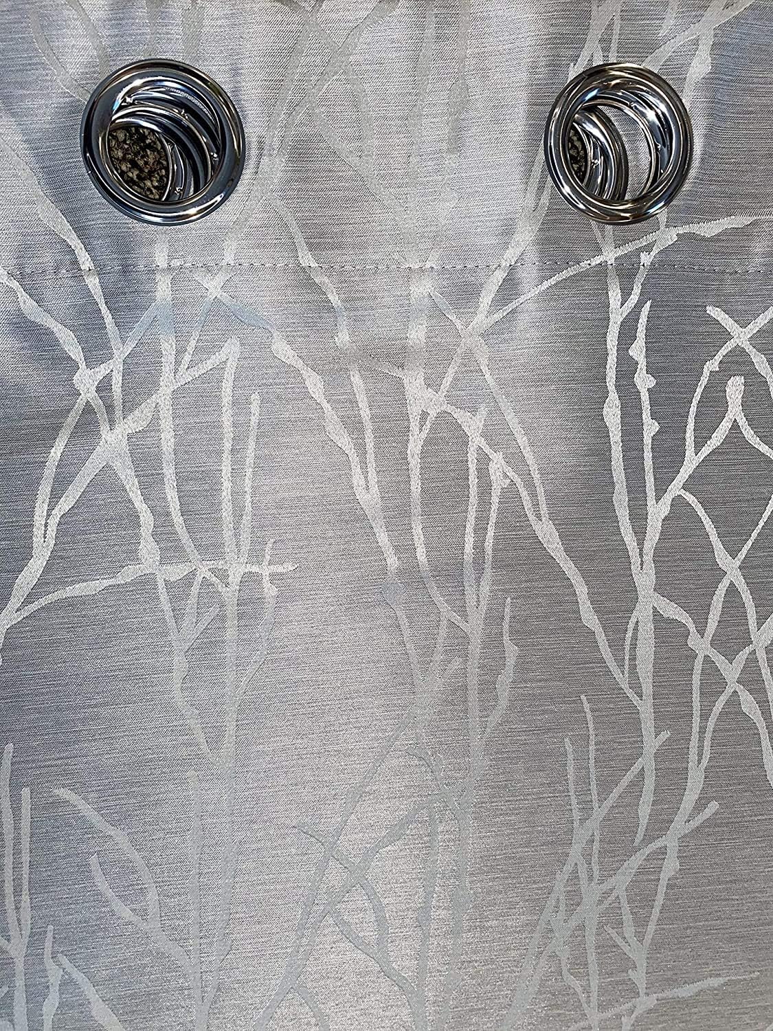 Amazon.com: Ikiriska Extra Long Curtains Satin with Tree Twigs Pattern ...