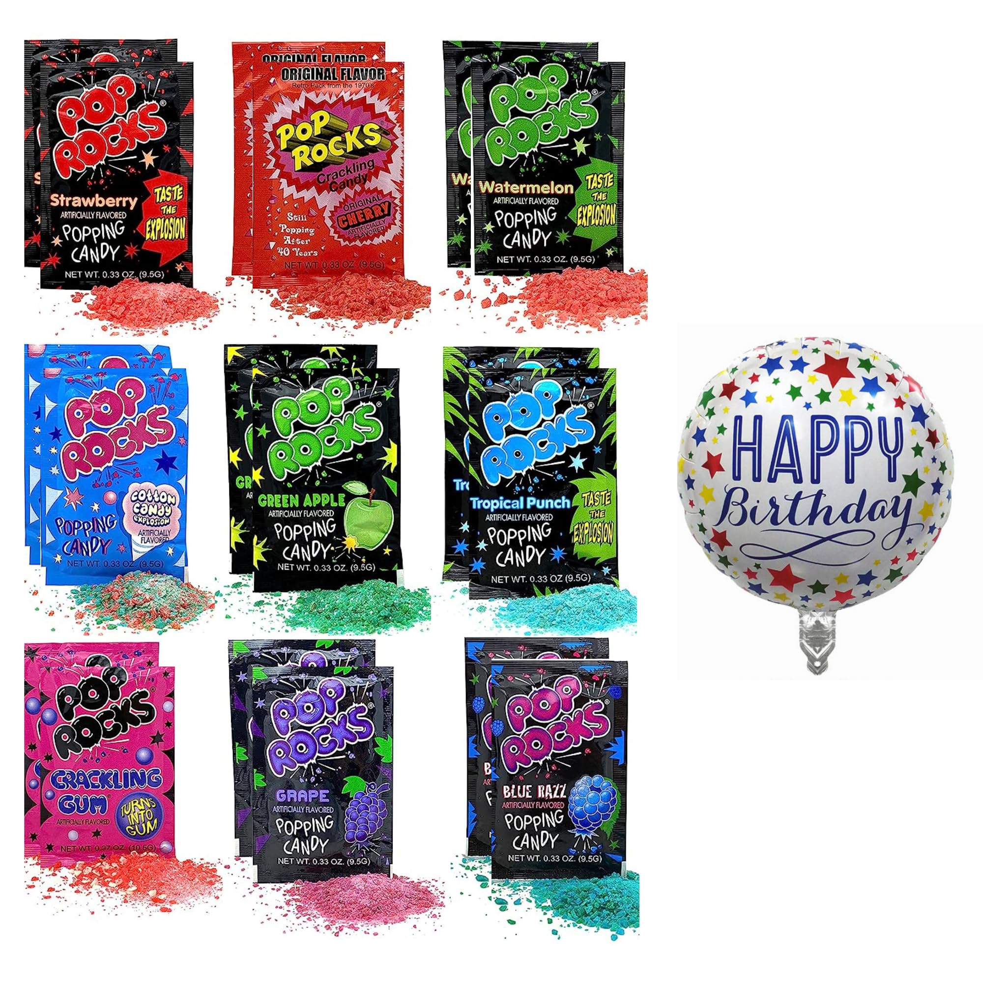 Amazon.com : DSR Party Pop Rocks Candy - 18 Pack of Popping Candy - 9 Different Flavors ...