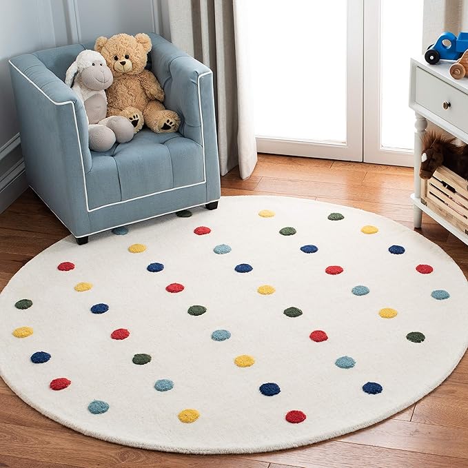 Amazon.com: SAFAVIEH Kids Collection 5' x 5' Round Ivory SFK804A ...