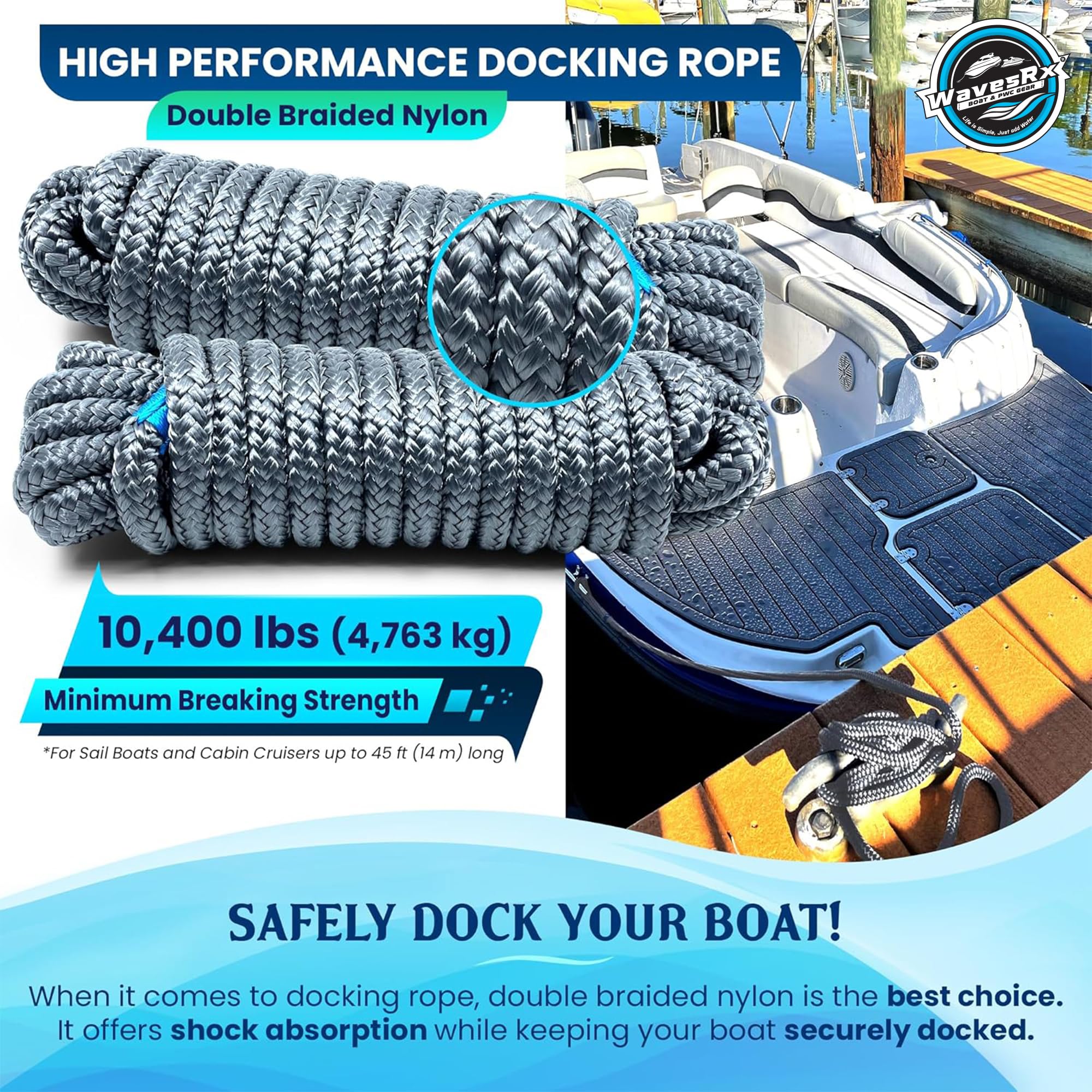 Snapklik.com : Premium Nylon Boat Dock Lines & Ropes For Docking ...