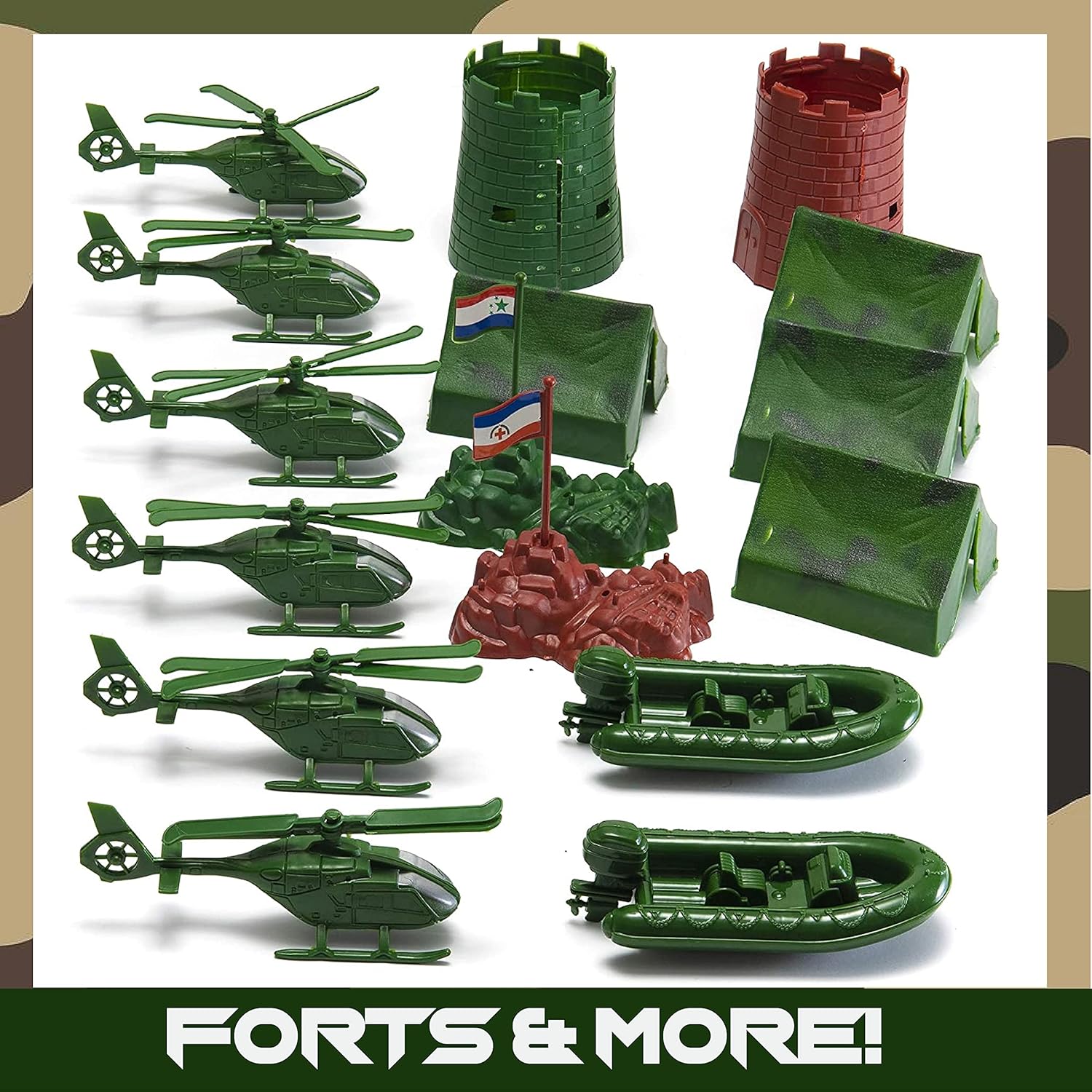 JaxoJoy 200-Piece Army Toys Military Set: Includes Army Men, Vehicles ...