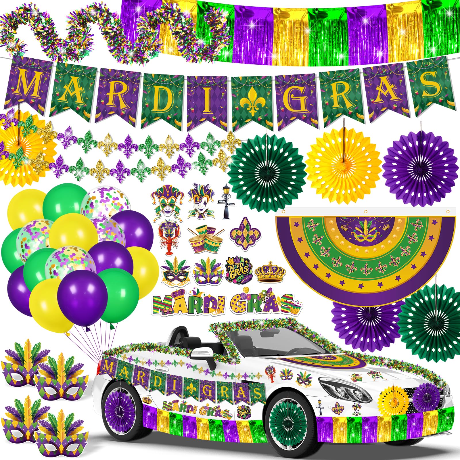 Amazon.com: Mardi Gras Parade Float Decorations Kit Purple Green Gold ...