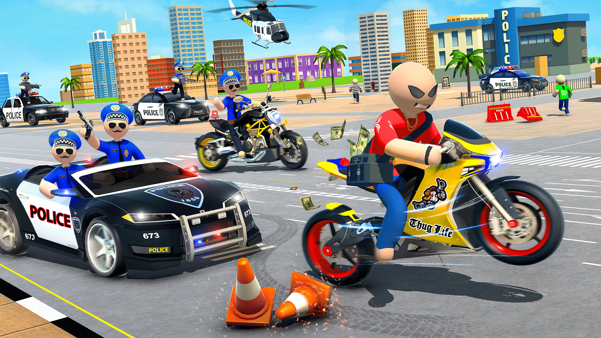 Stickman Police Motor Bike Gangster Crime Chase Games: Bike Chase 3D ...