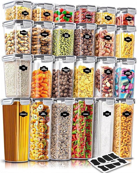 Amazon.com: KICHLY Airtight Food Storage Containers Set with Lids – 24 ...