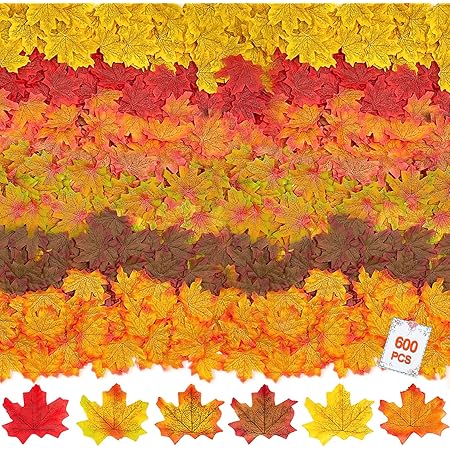Amazon.com: Hotop 300 Pieces Loose Faux Autumn Leaves Artificial Maple ...