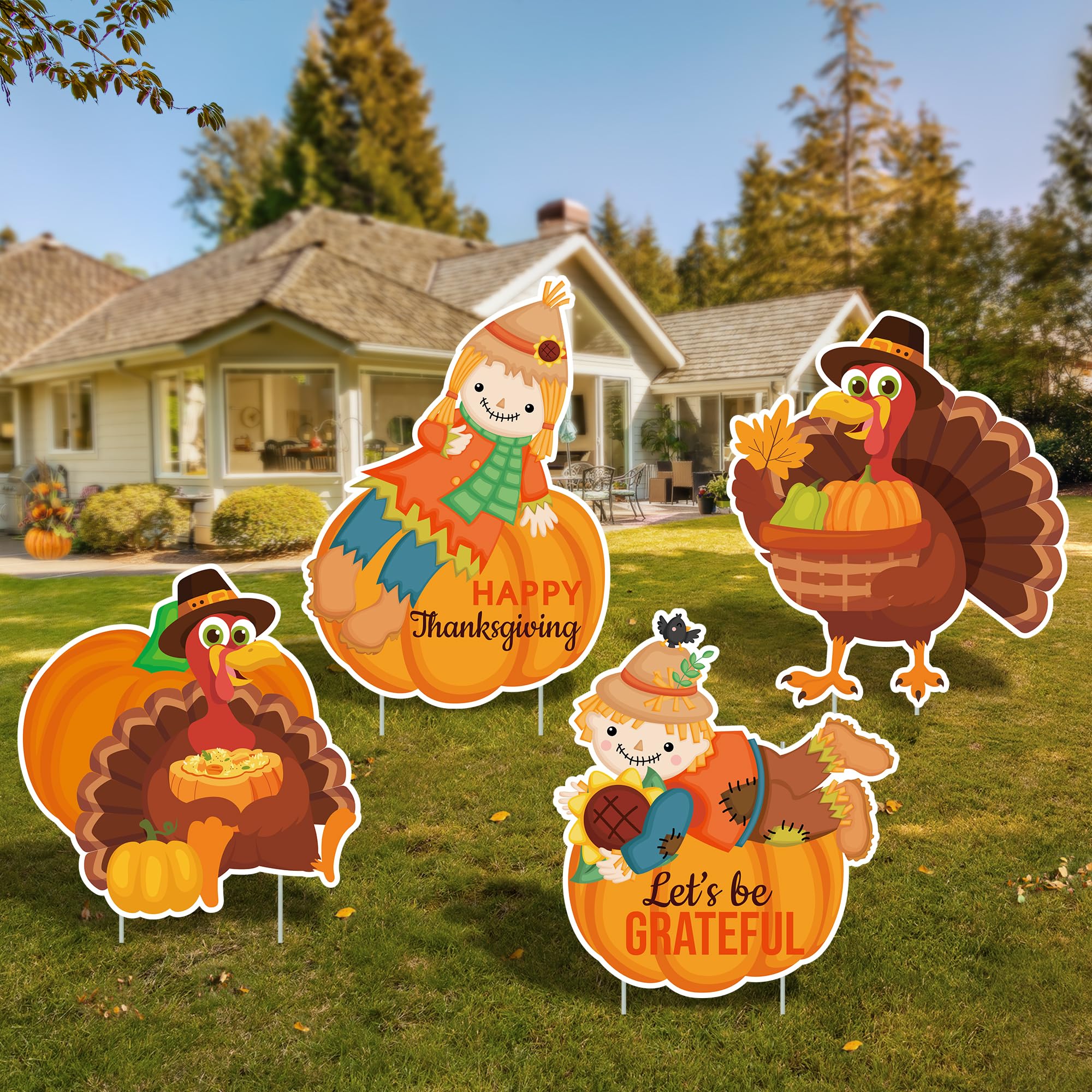 Amazon.com : Thanksgiving Outdoor Decorations Yard,4Pcs Thanksgiving ...