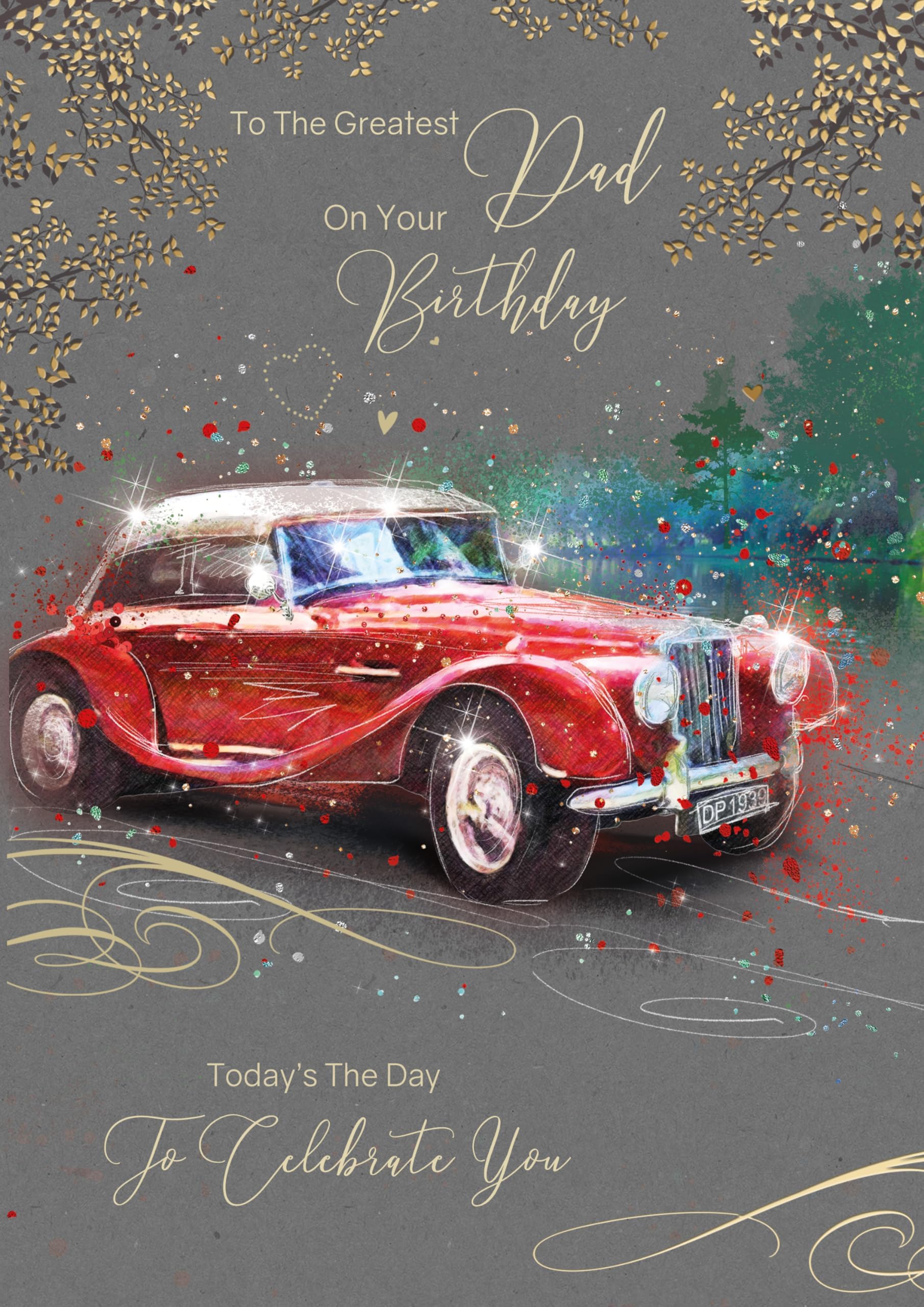 Cherry Orchard Greatest Dad Birthday Card with Vintage Red Car Design ...