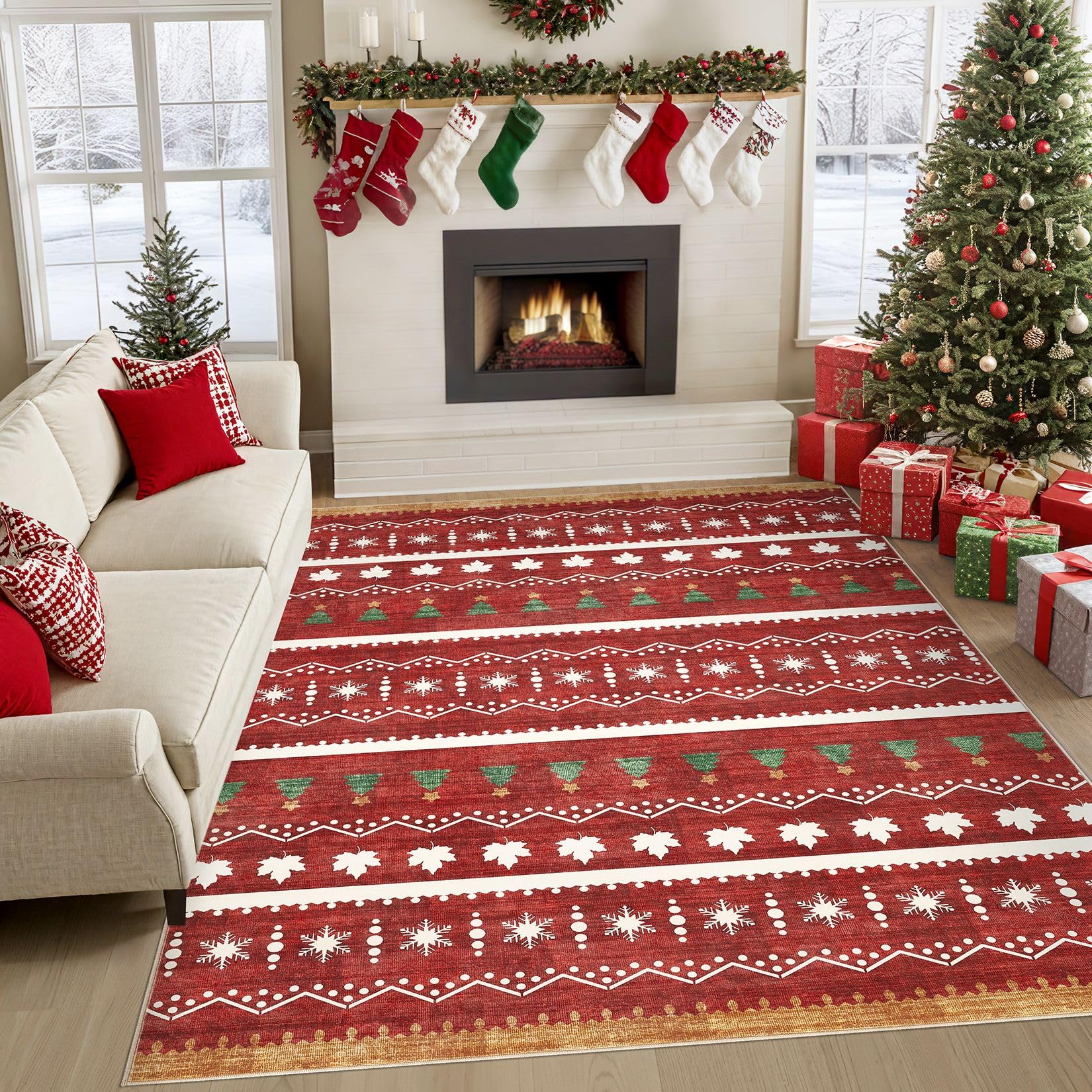 Amazon.com: Christmas Area Rug Living Room Rugs - 5x7 Washable Large ...