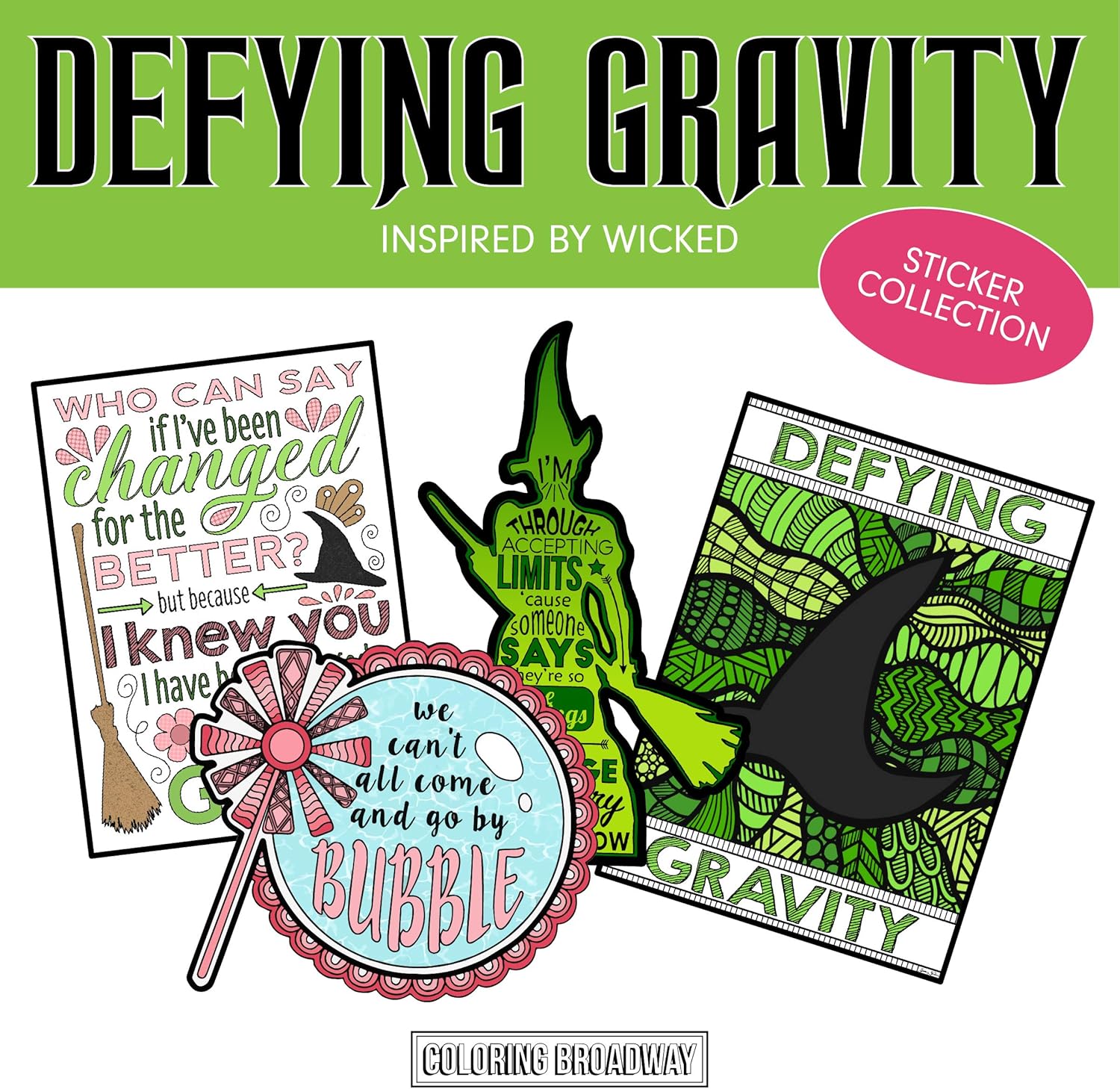 Amazon.com: Wicked"Defying Gravity" Sticker Collection - Set of 4 ...