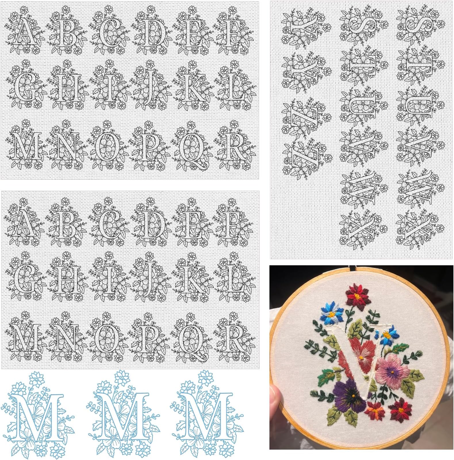 Amazon.com: Huahui 52 Pcs Water Soluble Embroidery Patterns Stabilizers ...