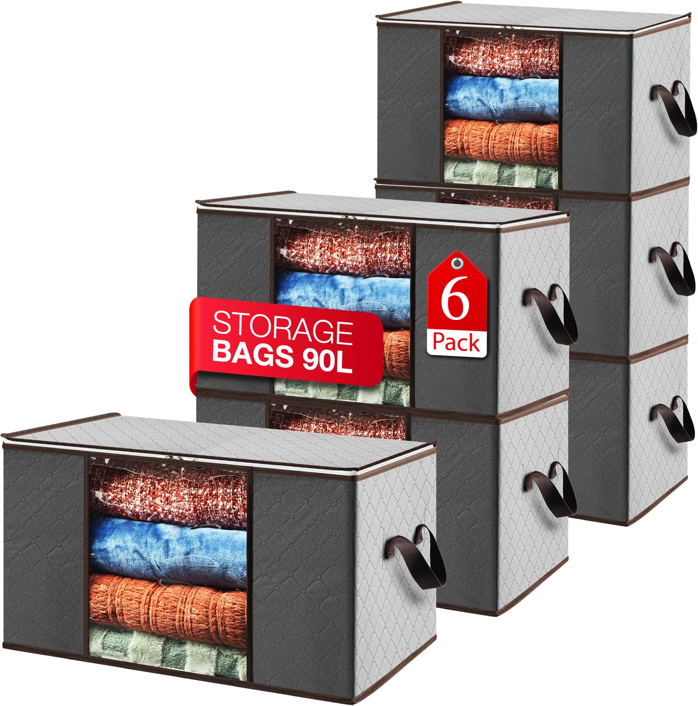 Amazon.com: Masirs Storage Bags For Clothes - 6-Pack Collapsible ...