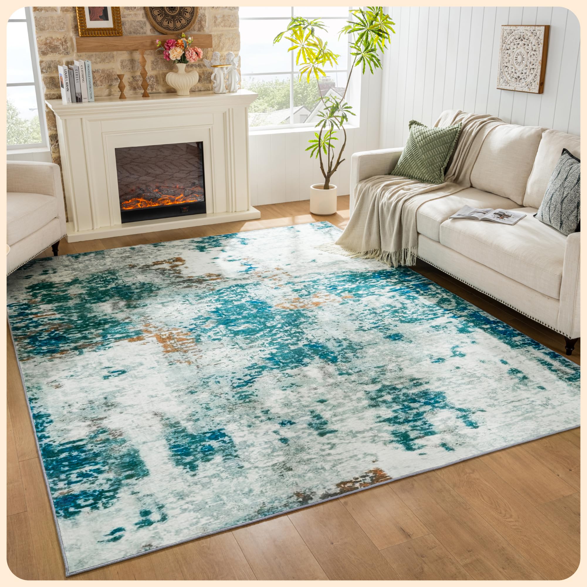 Amazon.com: Istana 8x10 Area Rug - Green 8x10 Rugs for Living Room ...
