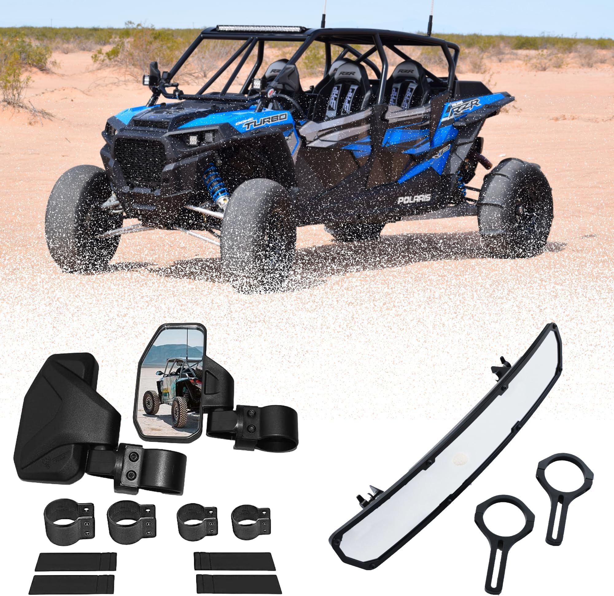 Amazon.com: Chupacabra Offroad UTV Side Mirror Kit (2 Pack) - Fits 1.6"- 2" Round Roll Cage Bar ...