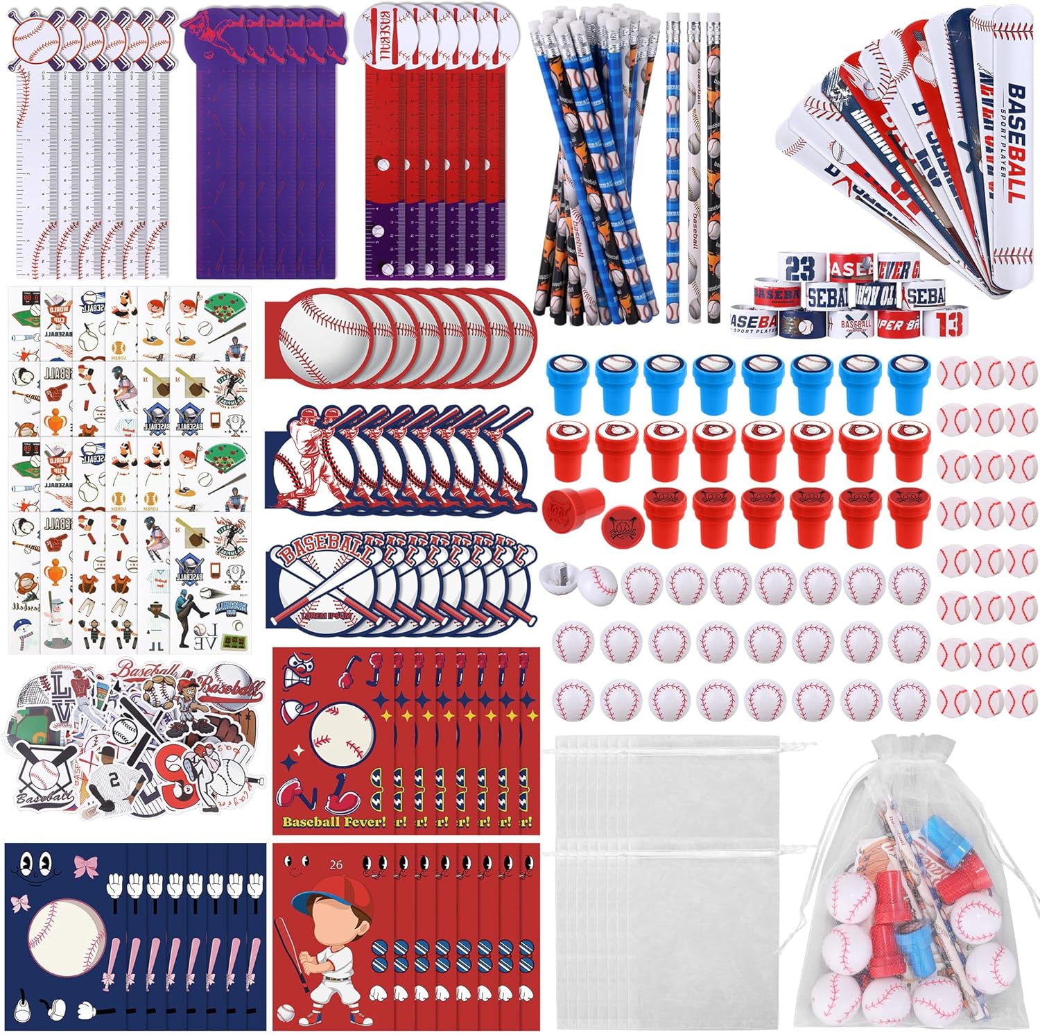 Amazon.com: Aneco 340 Piece Baseball Party Favor Set Baseball Goodie ...