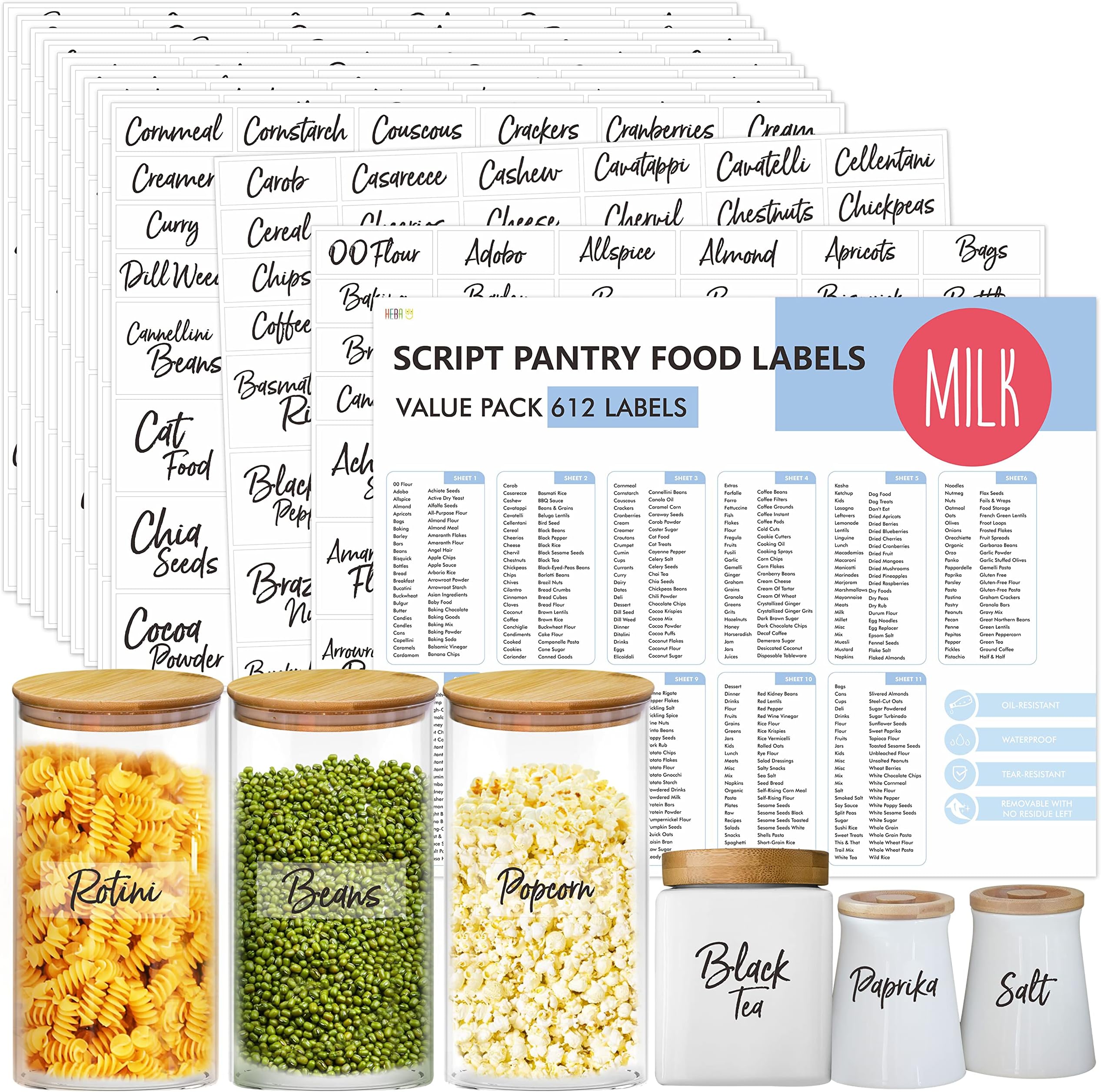 Minimalist Pantry Labels for Food Containers - 180 Food Labels for ...