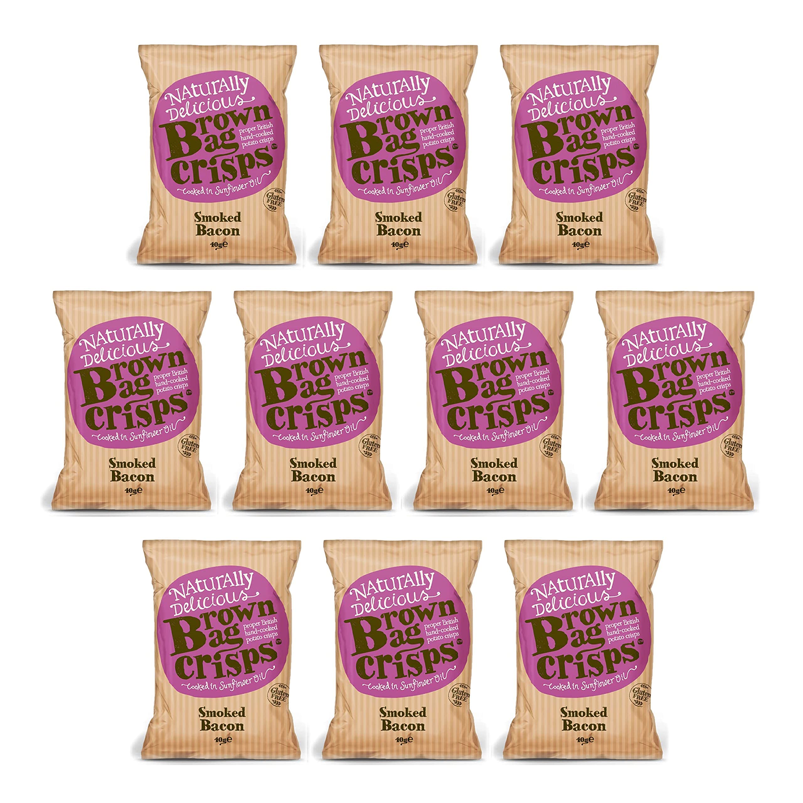Brown Bag Crisps – Smoked Bacon 40g (Pack of 10) : Amazon.co.uk: Grocery