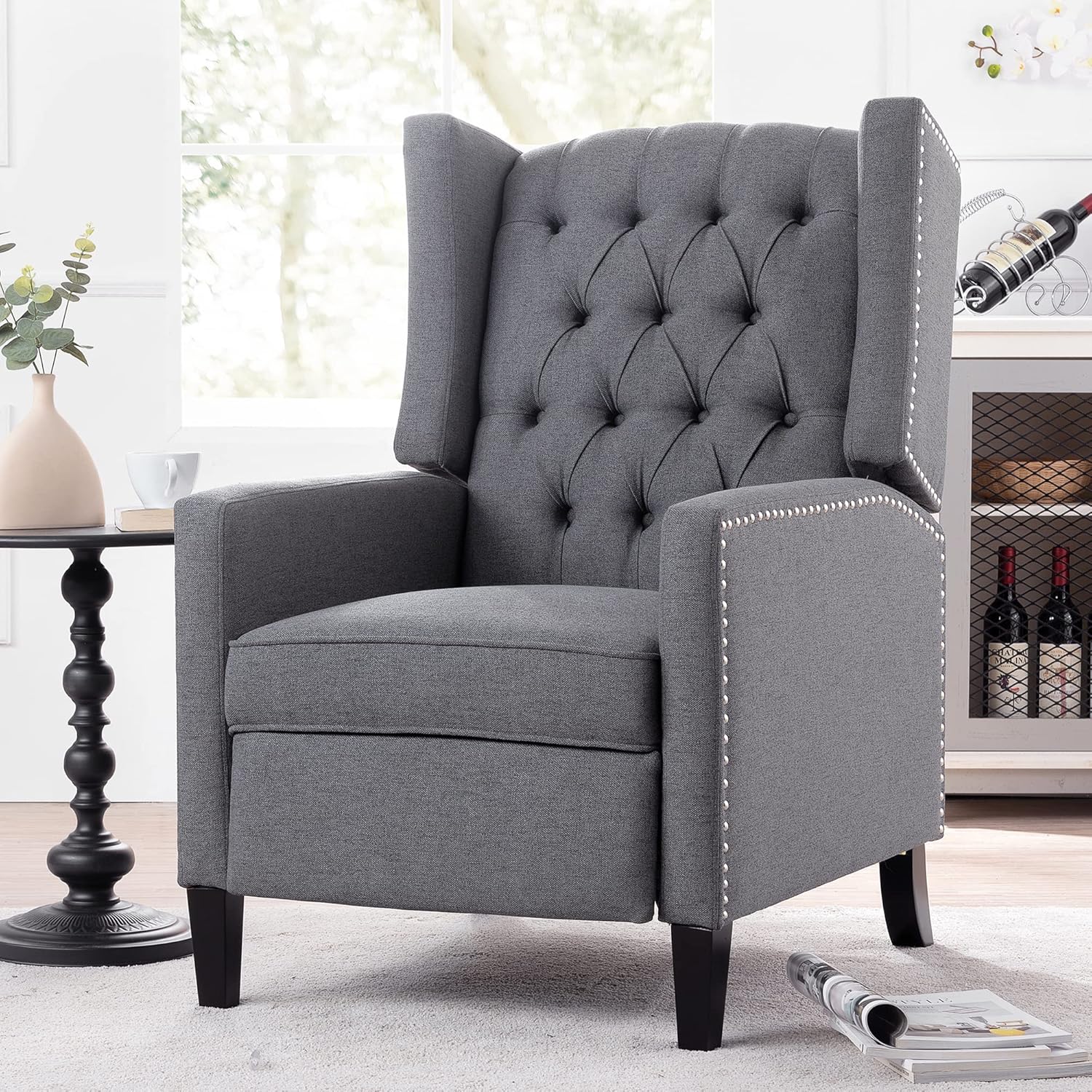 Amazon.com: Button Tufted Chair Club Chair,Comfy Wing Chair Recliner ...