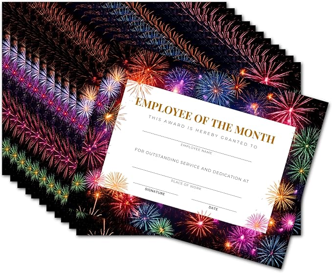 Amazon.com : Employee of The Month Certificates | Pack of 12 | Employee ...