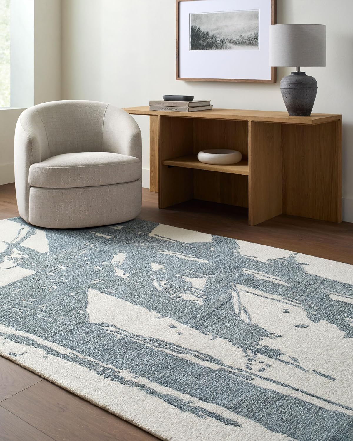Amazon.com: Mark&Day Wool Rugs, 8x10 Mrk Modern Slate Blue Area Rug ...