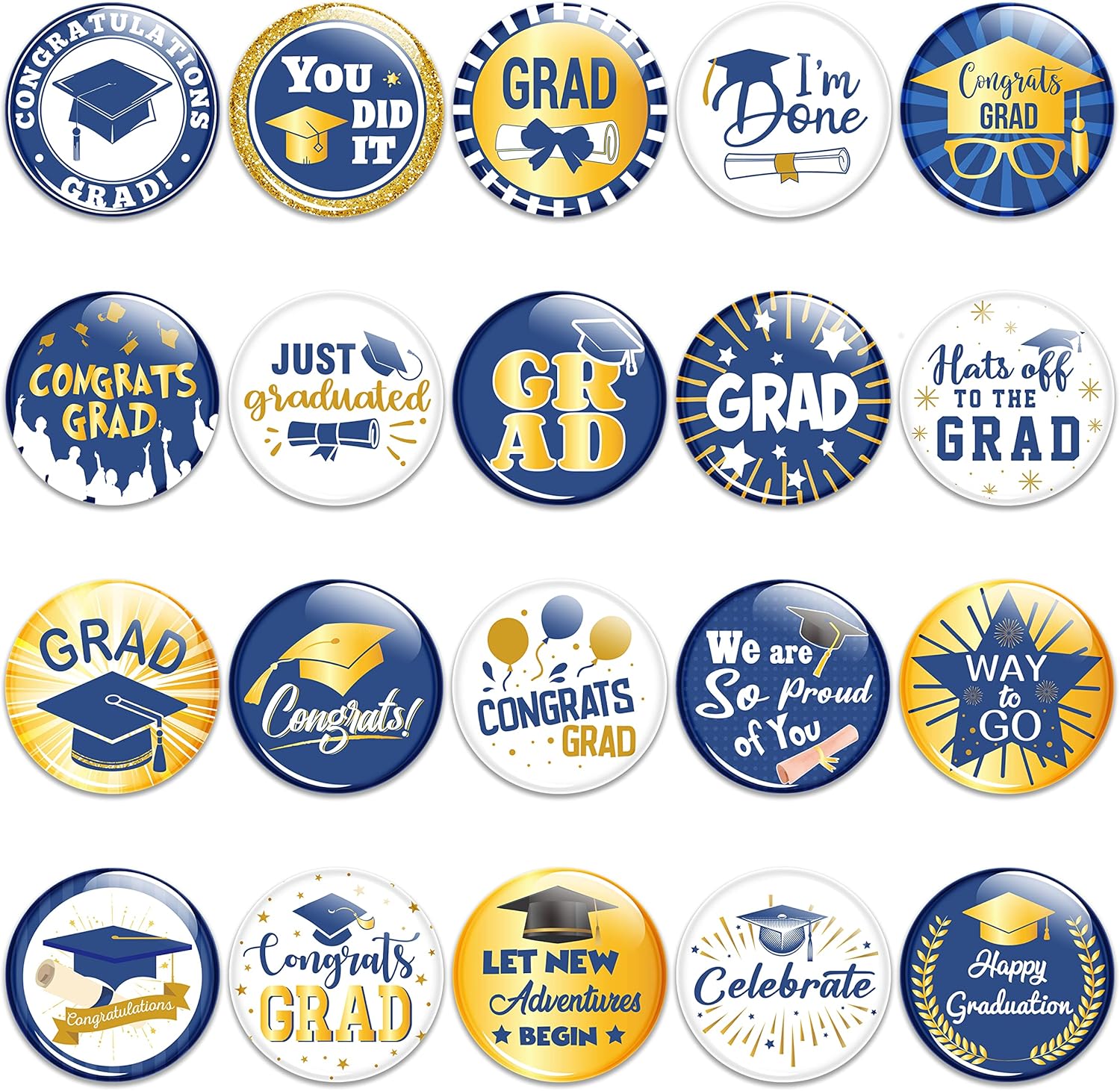 40Pcs Graduation Button Pins, Class of 2024 Round Badges for Congrats ...