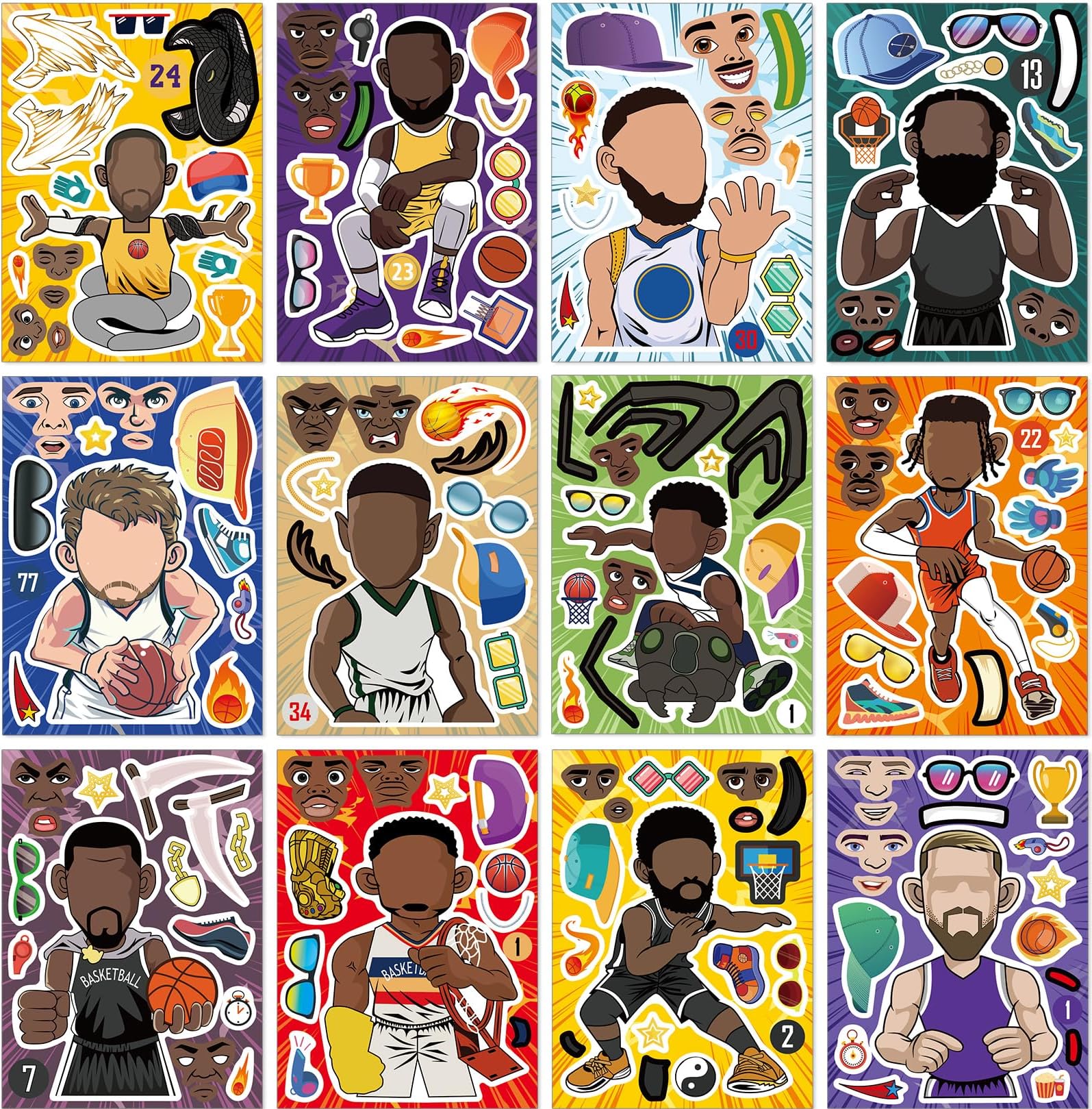 Amazon.com: Kooterfun Basketball Stickers for Kids -24 Sheets Make a ...