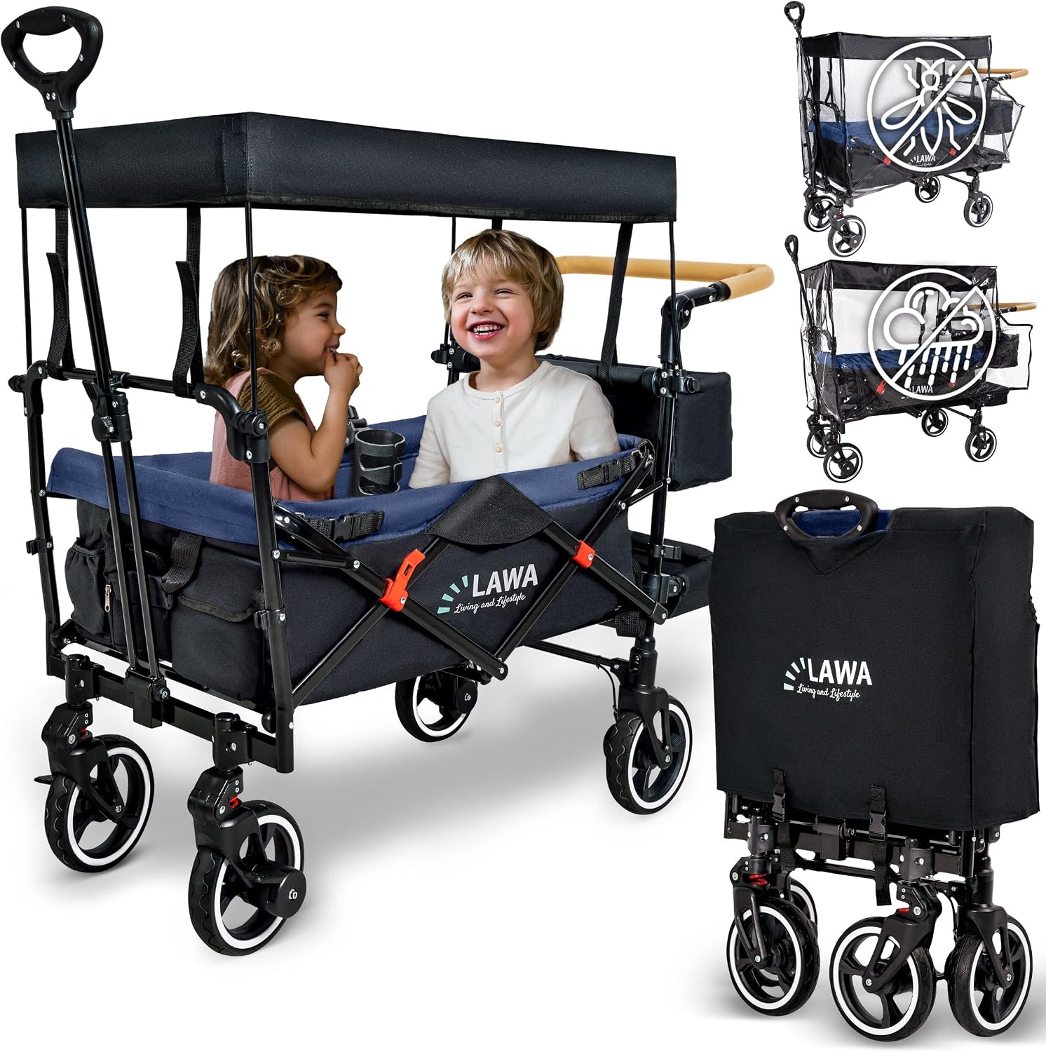 Chariot de Jardin pour Enfants avec Toit Protection Contre la Pluie ...