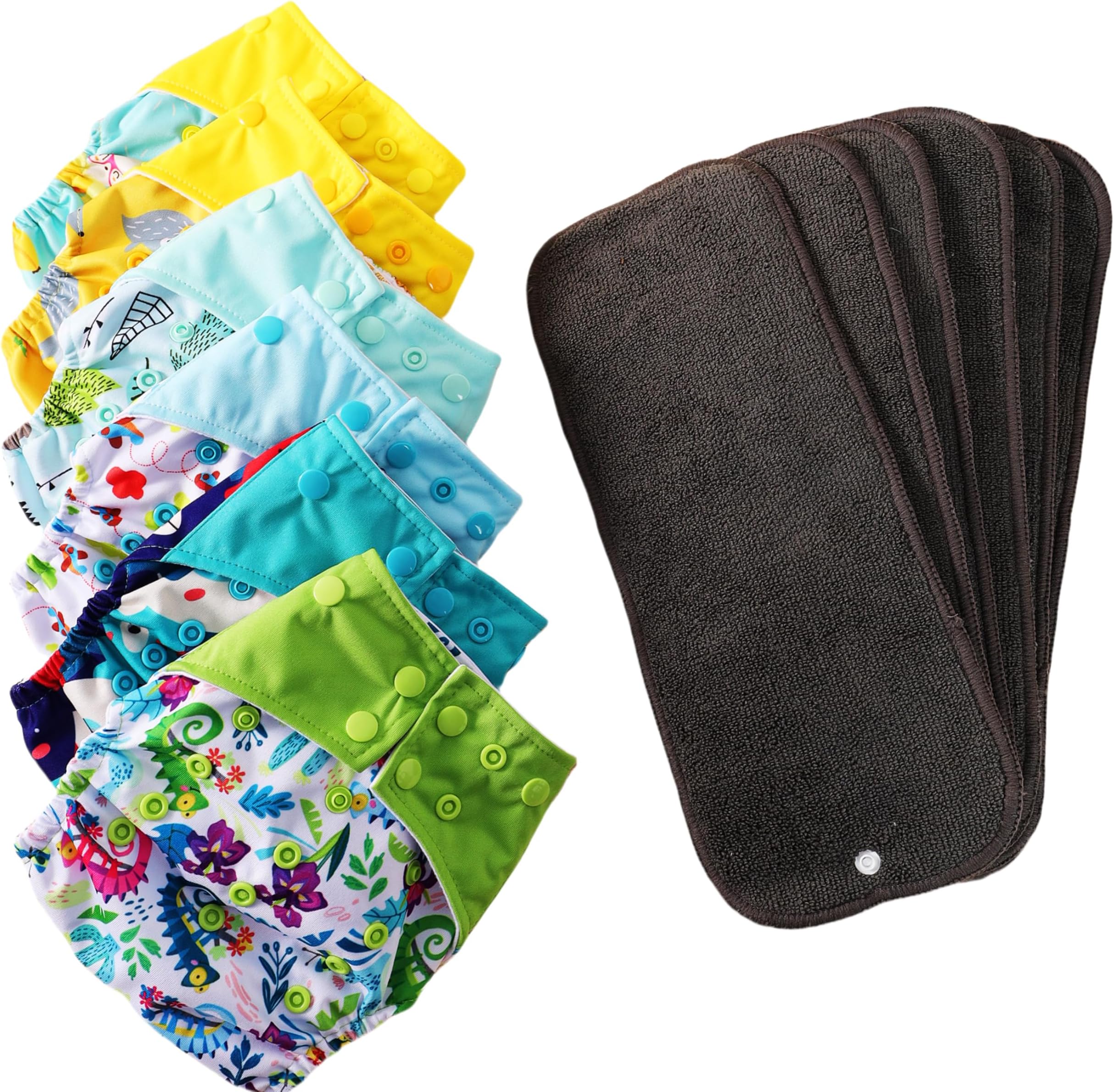 Amazon.com: Asenappy Cloth Diapers 6 Pack with 6 Inserts & 1 Wet Bag ...